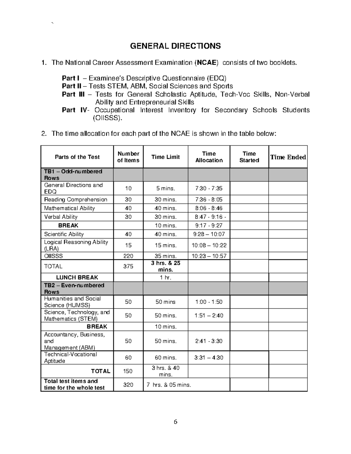 1 - General- Directions-EDQ-Final - GENERAL DIRECTIONS The National ...