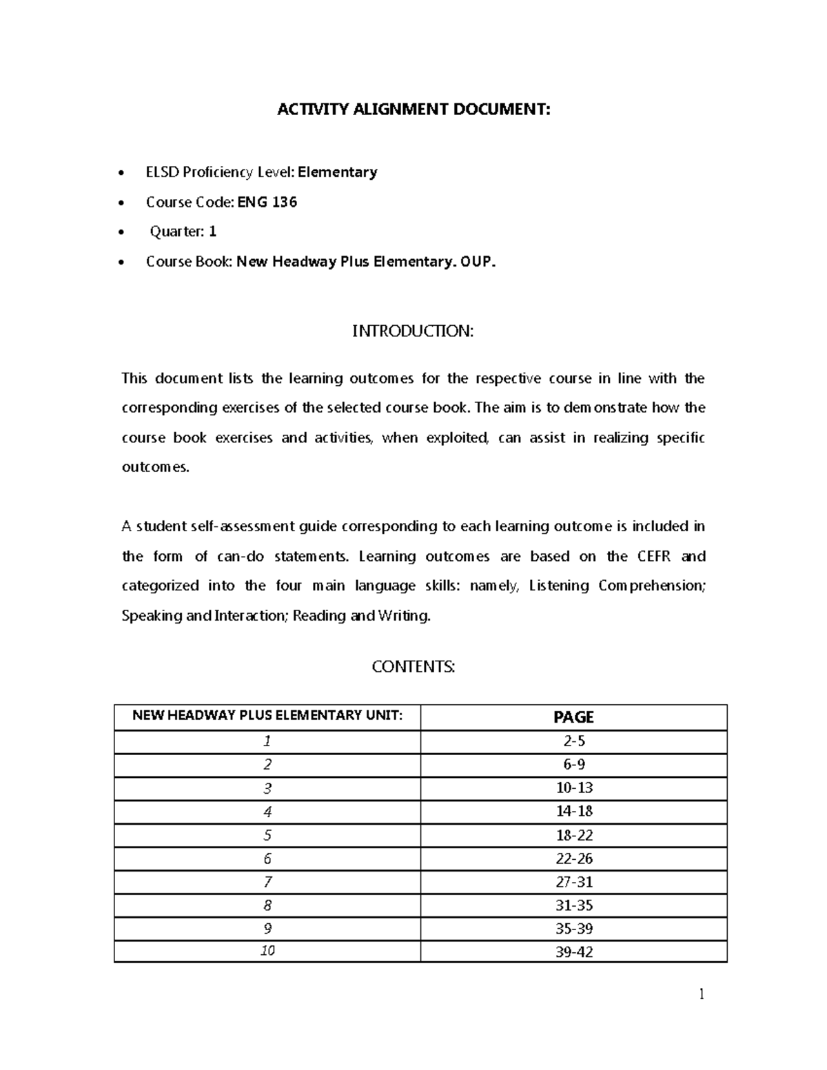 5. ENG 136. Q1. Activity Alignment - ACTIVITY ALIGNMENT DOCUMENT: ELSD ...