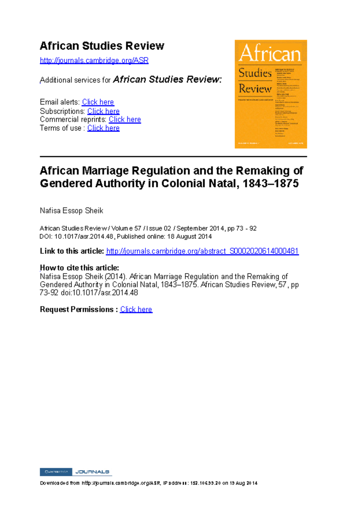 Essop Sheik ASR 2014 - thembisa - $IULFDQ 6WXGLHV 5HYLHZ KWWS MRXUQDOV ...