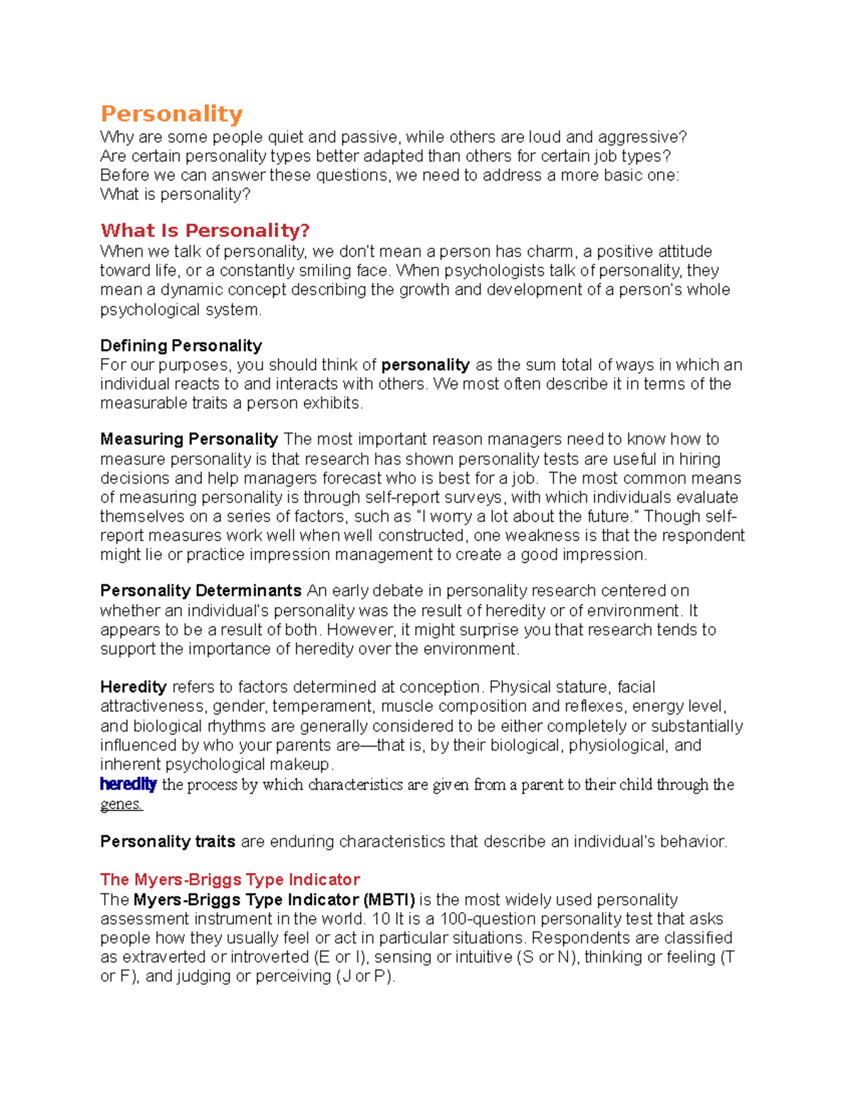 Personality Notes - Personality Why are some people quiet and passive ...