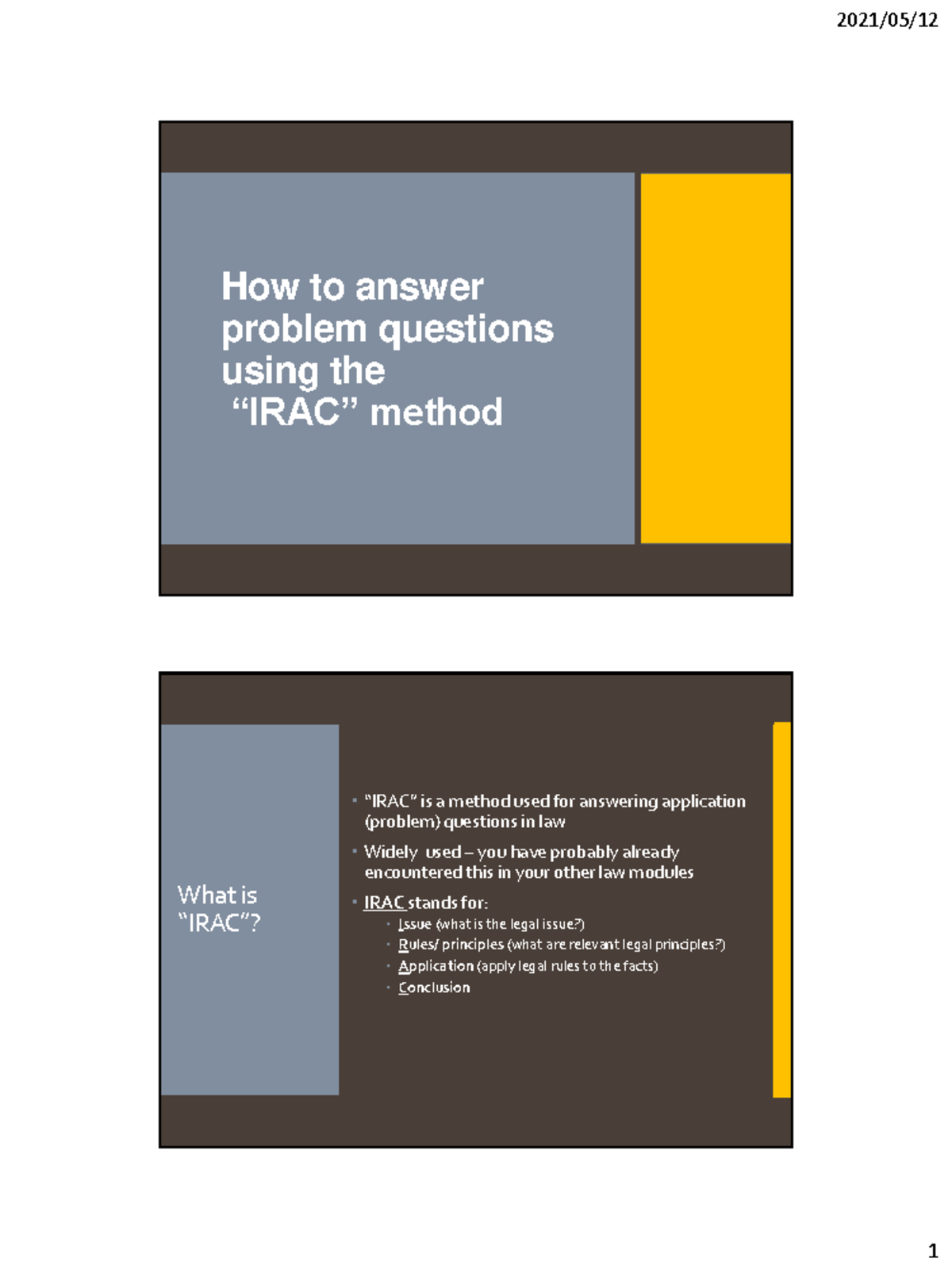 IRAC+Approach+for+Problem+Questions - How to answer problem questions using the