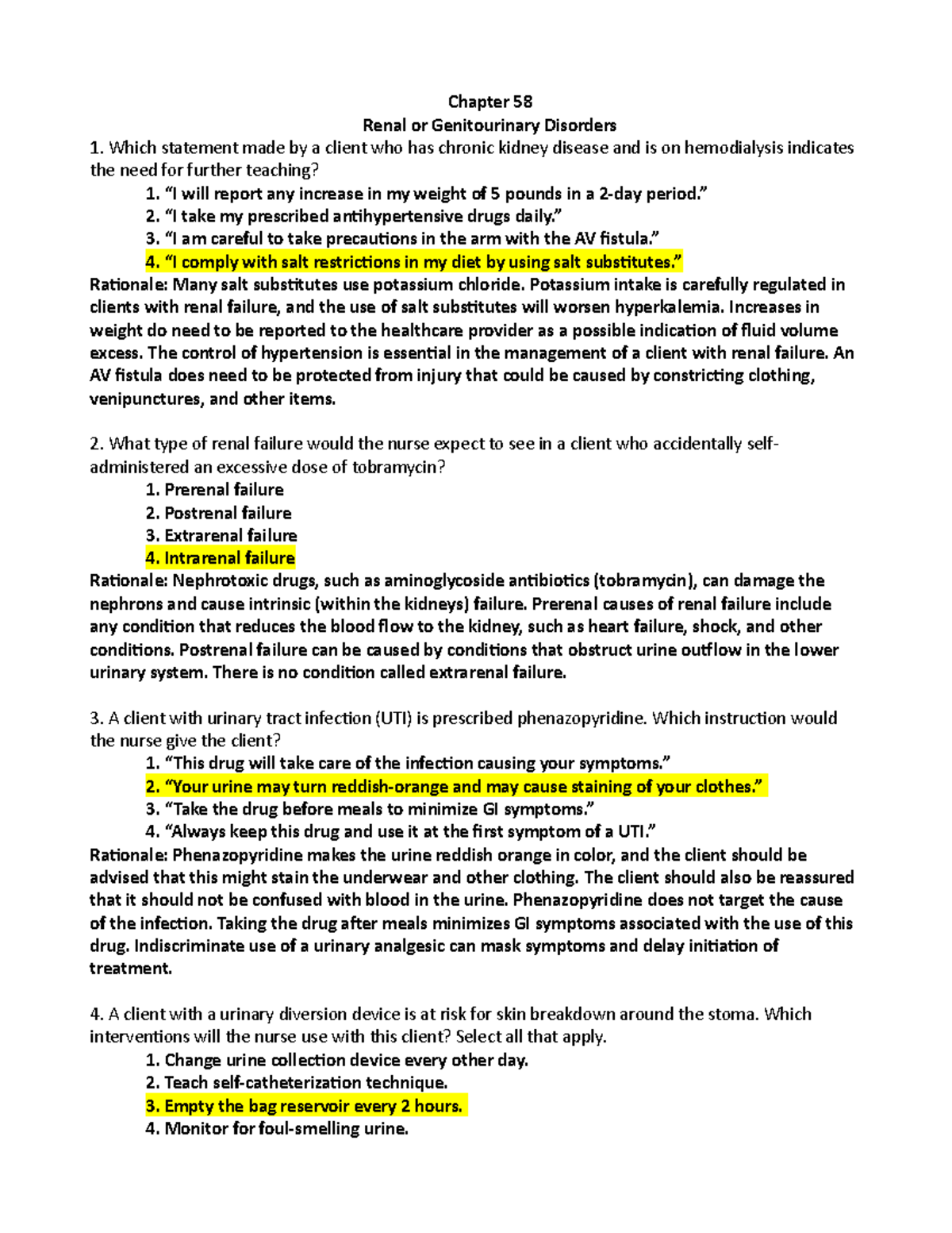 Hogan Chapter 58 - Comprehensive Review NCLEX-RN - Chapter 58 Renal or ...