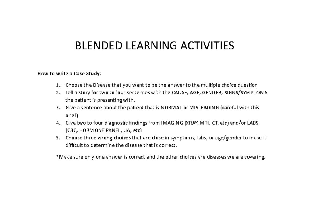 Blended Learning Activities - BLENDED LEARNING ACTIVITIES How to write ...
