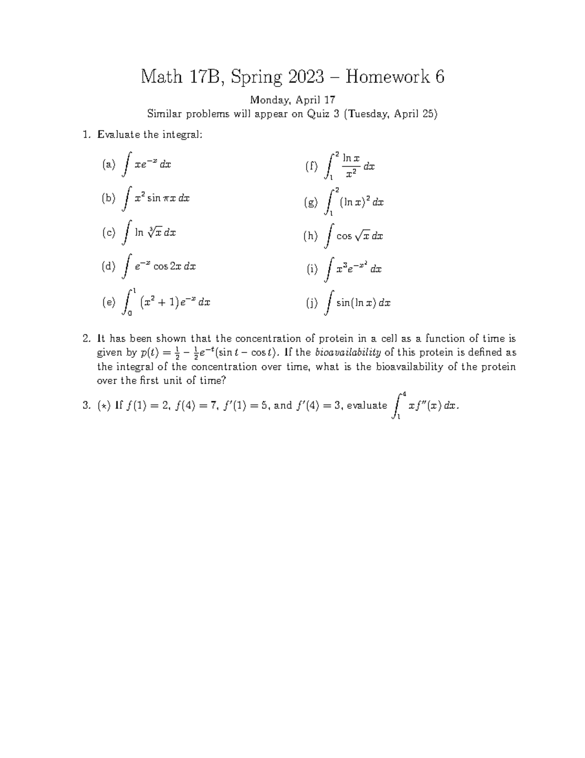 Homework 6 - Math 17B, Spring 2023 – Homework 6 Monday, April 17 ...