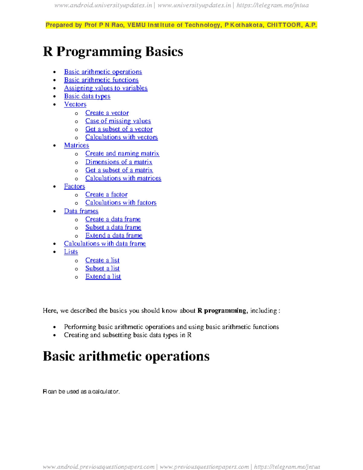 Jntua Exploratory Data Analysis With R Lab Manual R20 Prepared By Prof P N Rao Vemu Institute