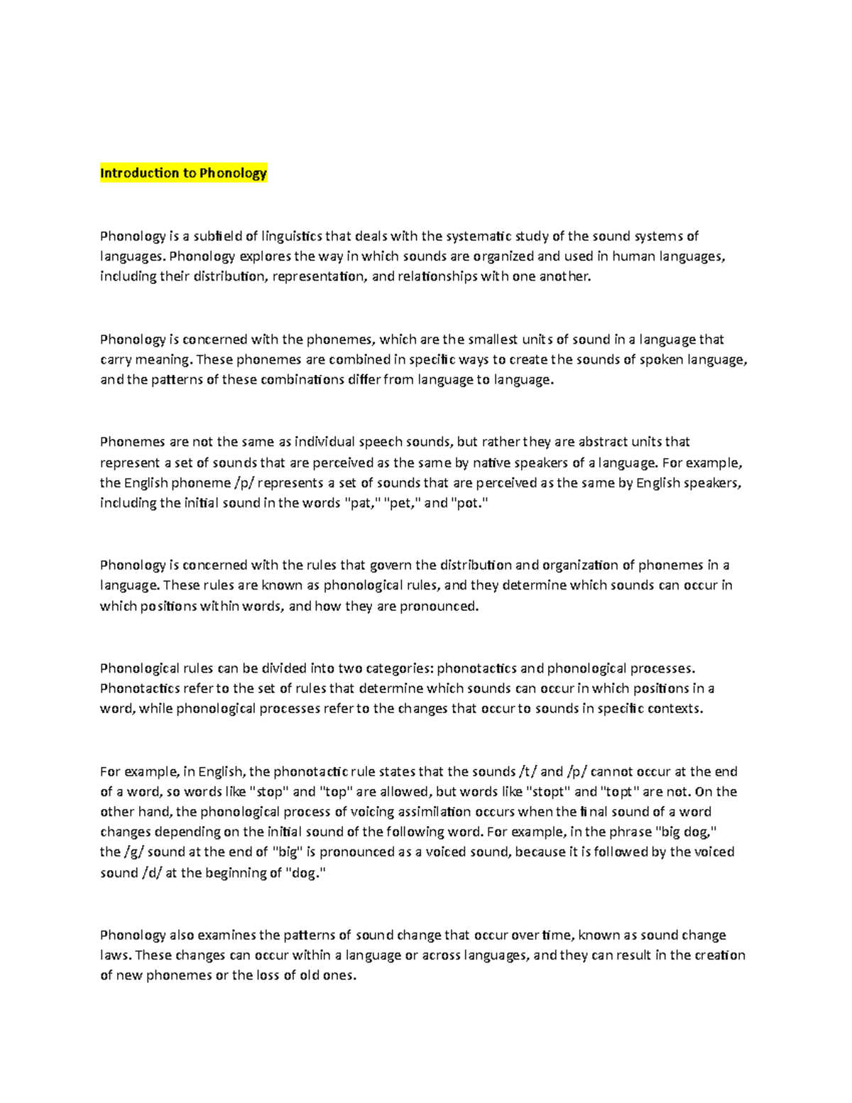 Introduction to Phonology - Introduction to Phonology Phonology is a ...