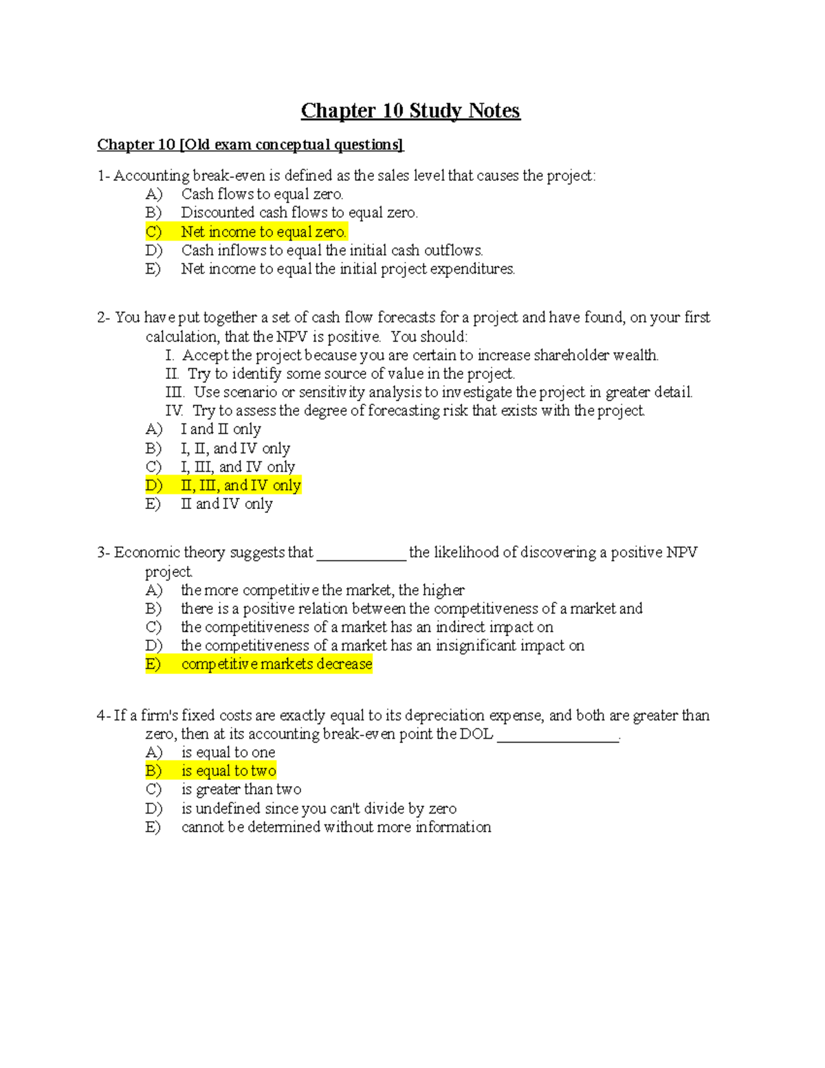 Chapter 10 Study Notes - MCs - Chapter 10 Study Notes Chapter 10 [Old ...
