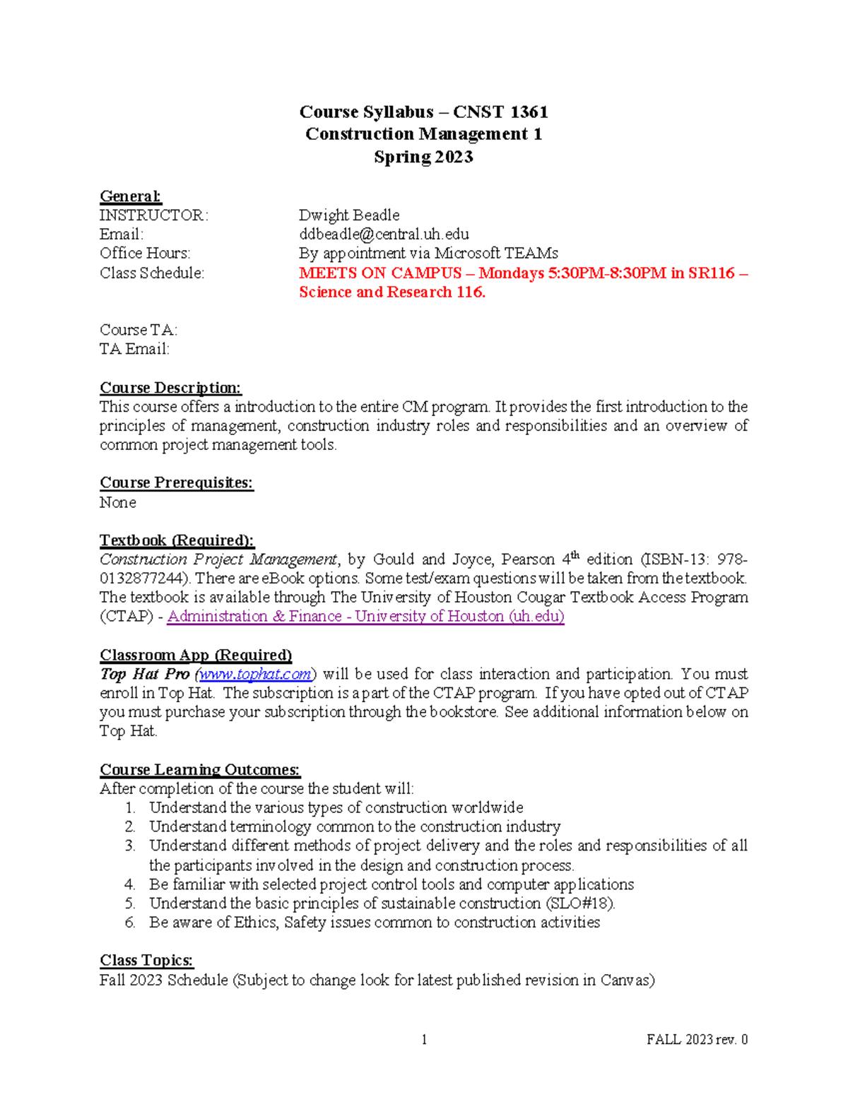 CNST 1361 Syllabus Fall - Course Syllabus – CNST 1361 Construction ...