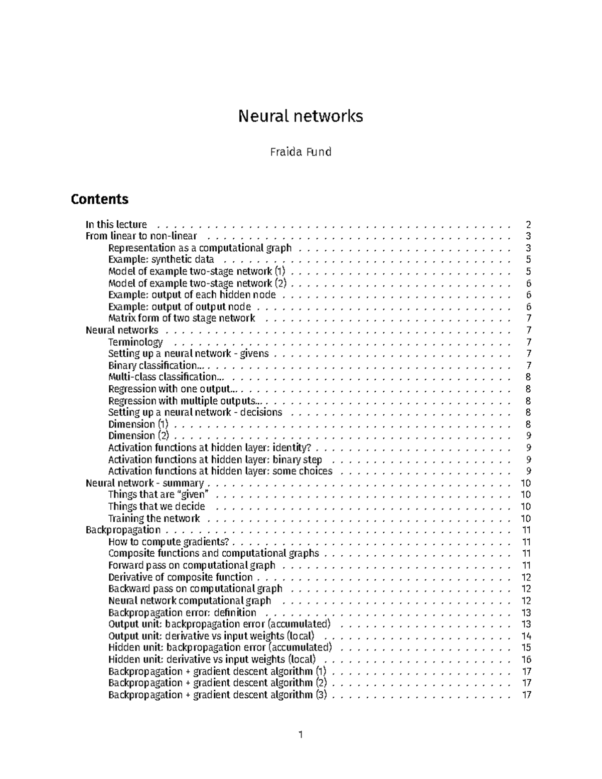 8 Neural Lecture Slides Neural Networks Fraida Fund In This Lecture Contents From Linear To