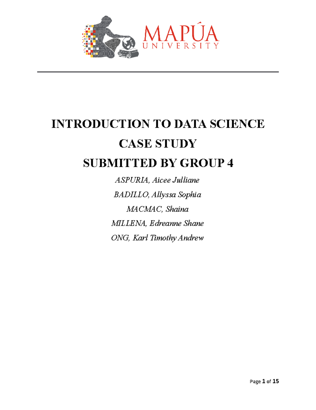 CASE Study - DATA ANALYSIS EXERCISES - INTRODUCTION TO DATA SCIENCE ...