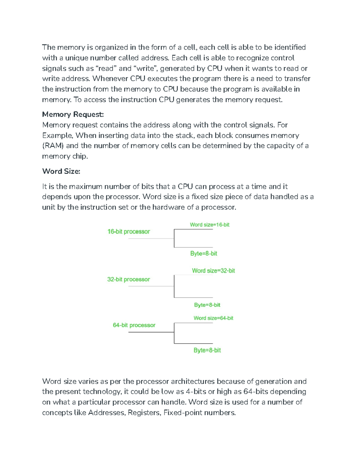 BCS assembly - The memory is organized in the form of a cell, each cell ...