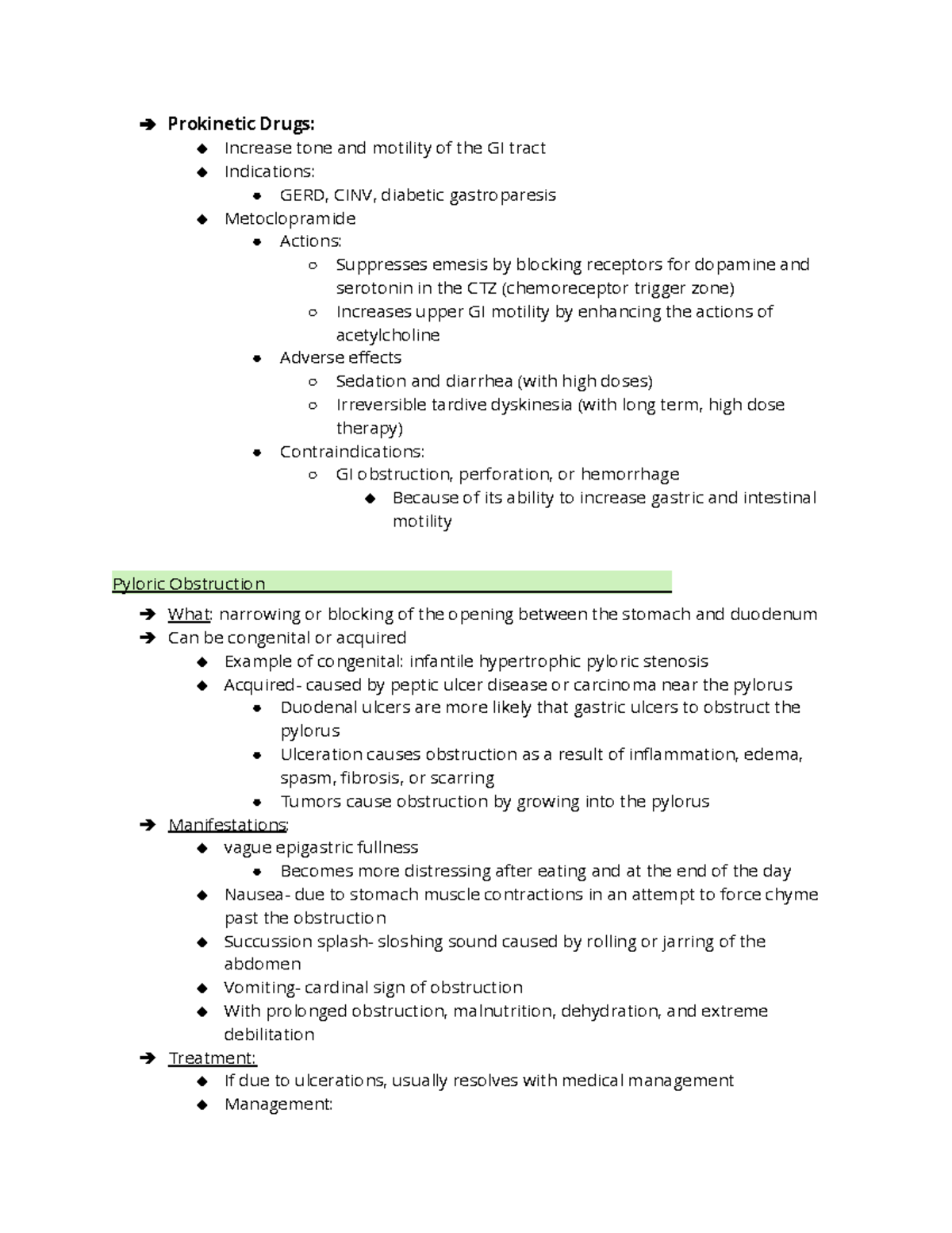 GI part 9 - GI notes - Prokinetic Drugs: Increase tone and motility of ...