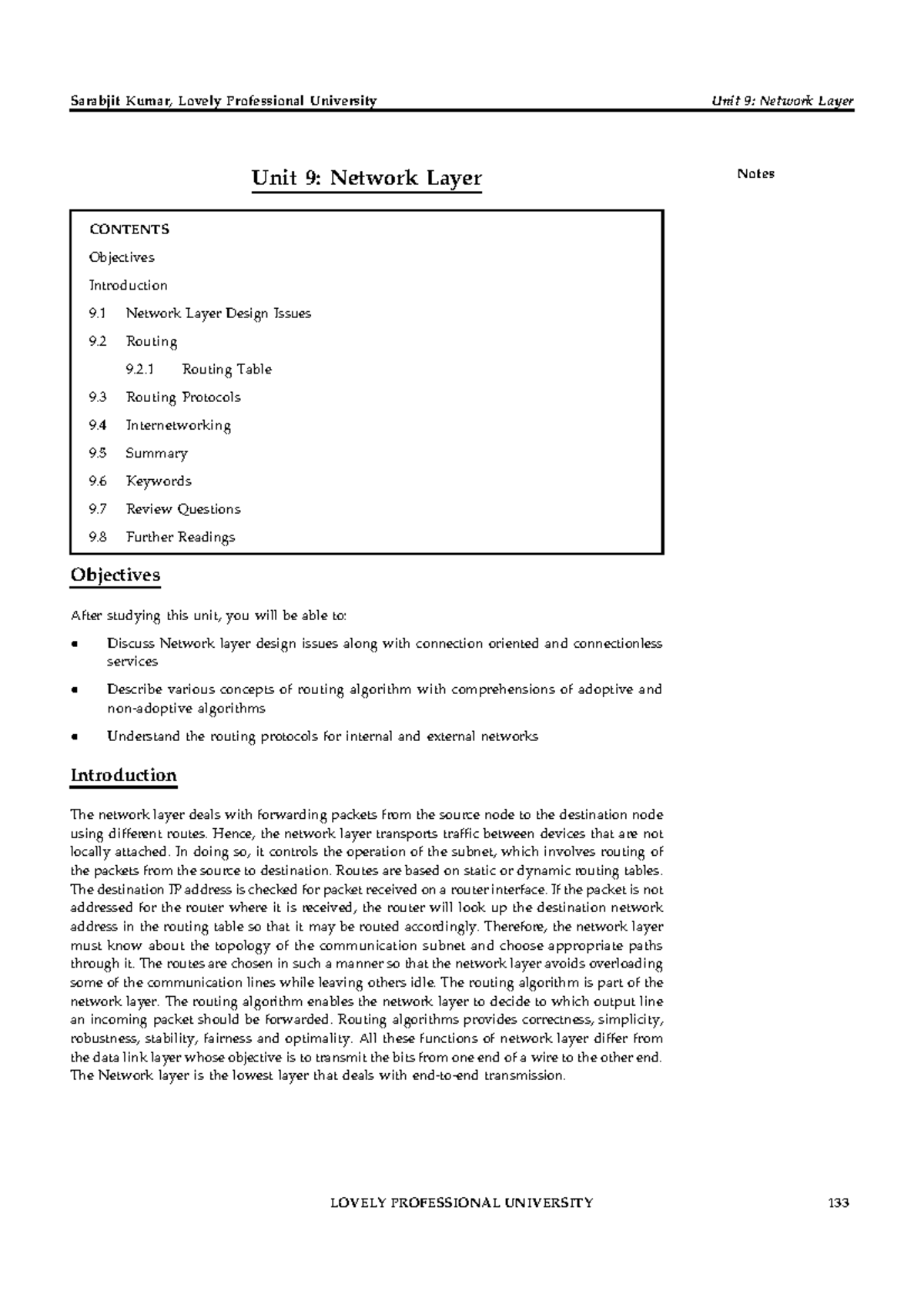 Computer Networks chapter 9 - Unit 9: Network Layer Unit 9: Network ...