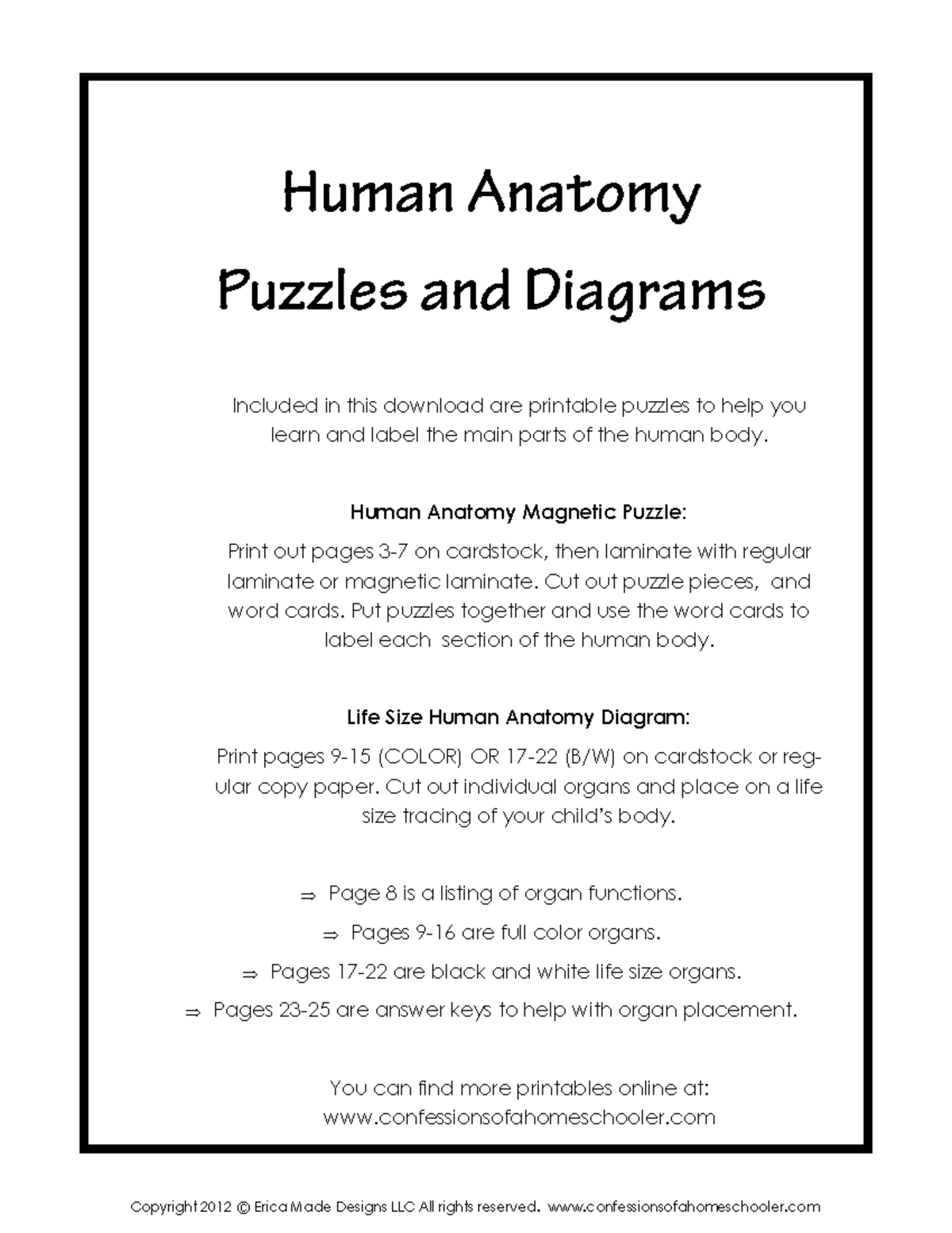 Human Anatomy puzzles crossword puzzles - Included in this download are ...