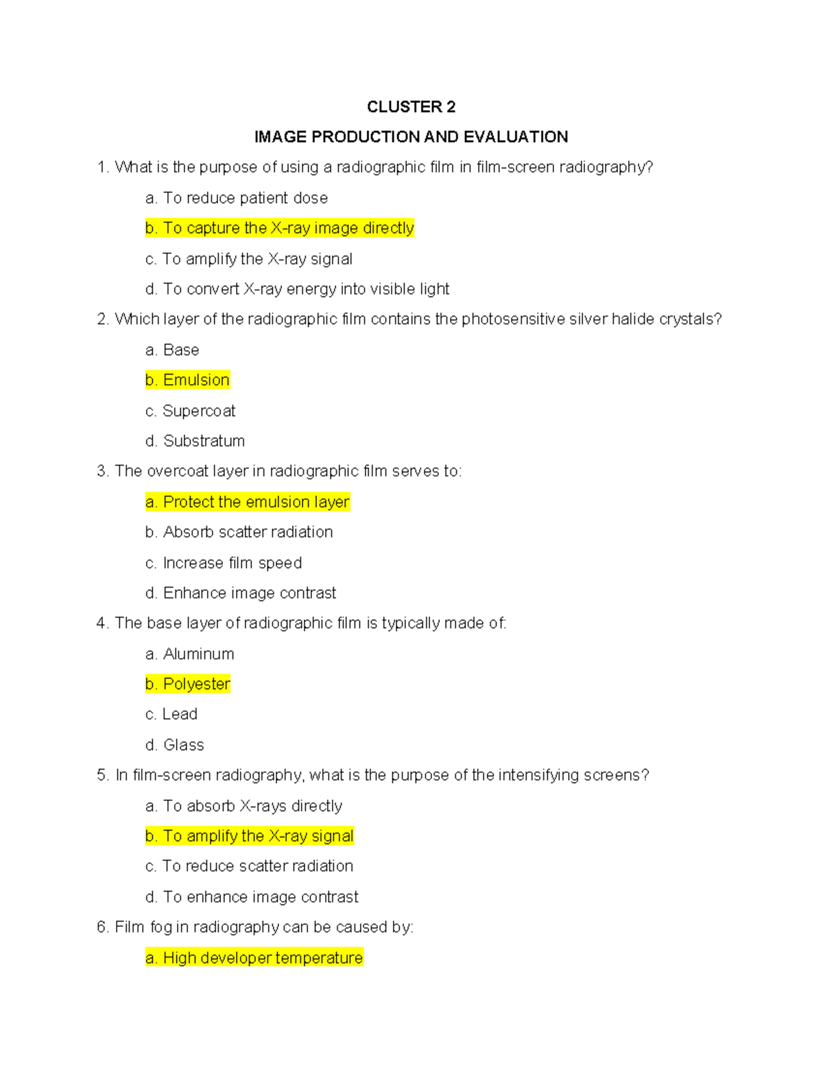 Cluster 2 - Board Exam Reviewer RRT - CLUSTER 2 IMAGE PRODUCTION AND ...