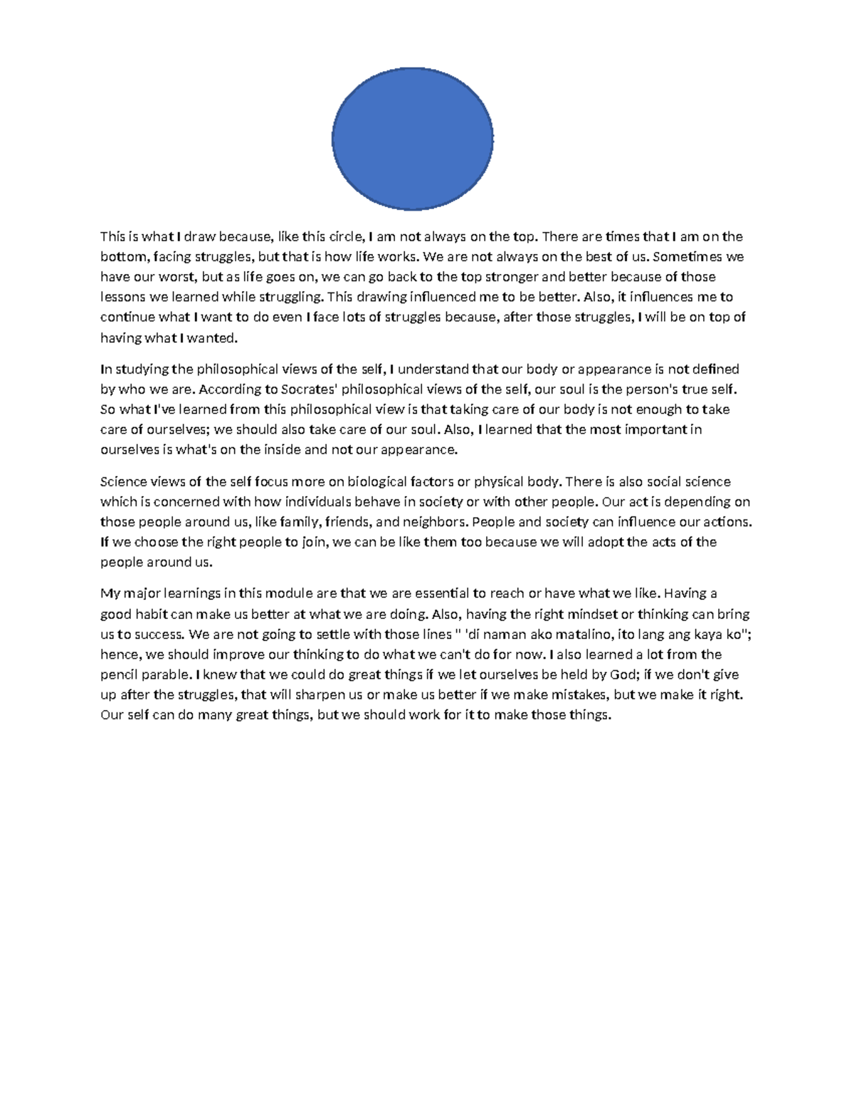 Module Paper 1 - Pr1 - This is what I draw because, like this circle, I ...