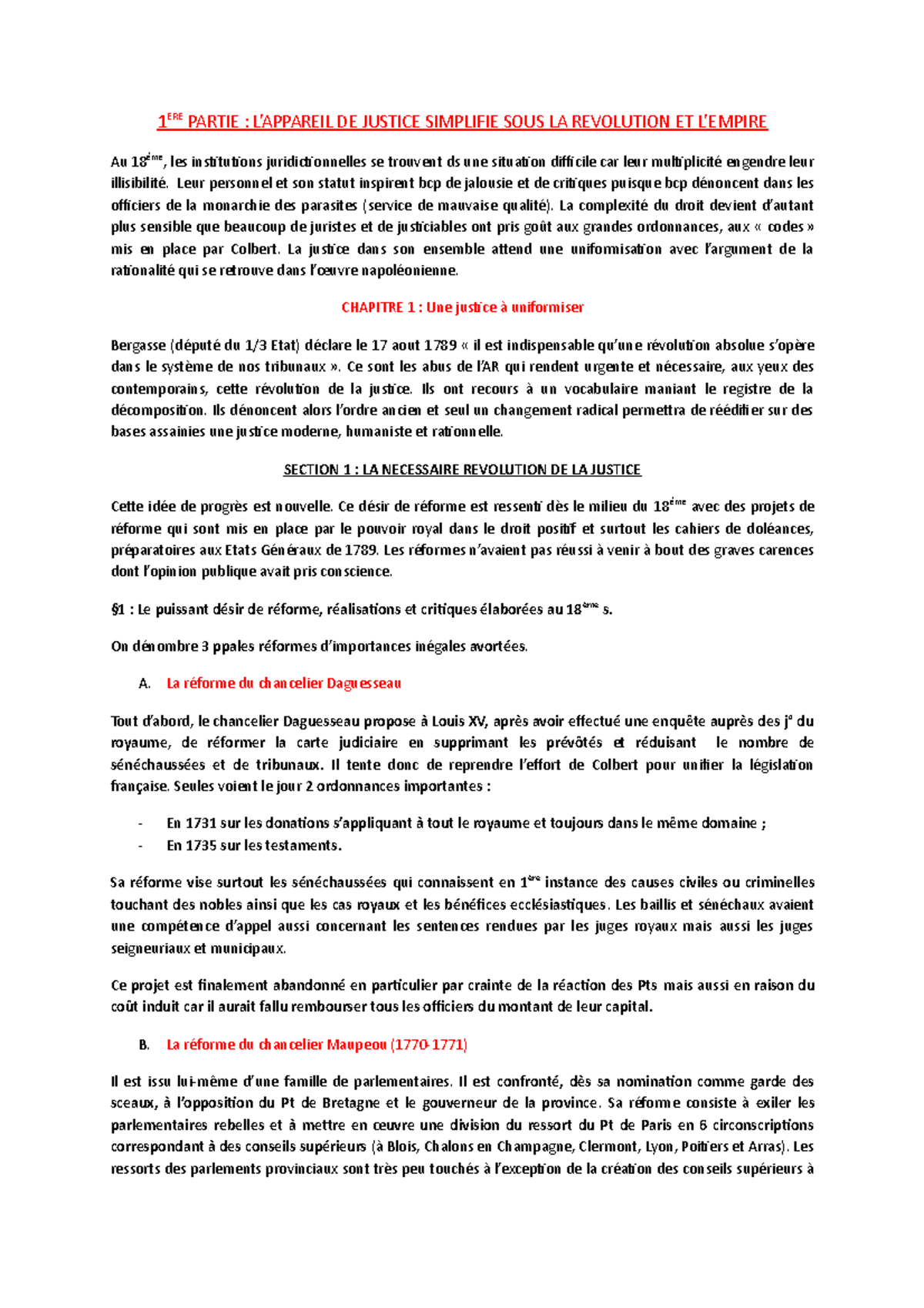 Partie 1 - Chap 1 - histoire de la justice M. ALLORANT - 1ERE PARTIE ...