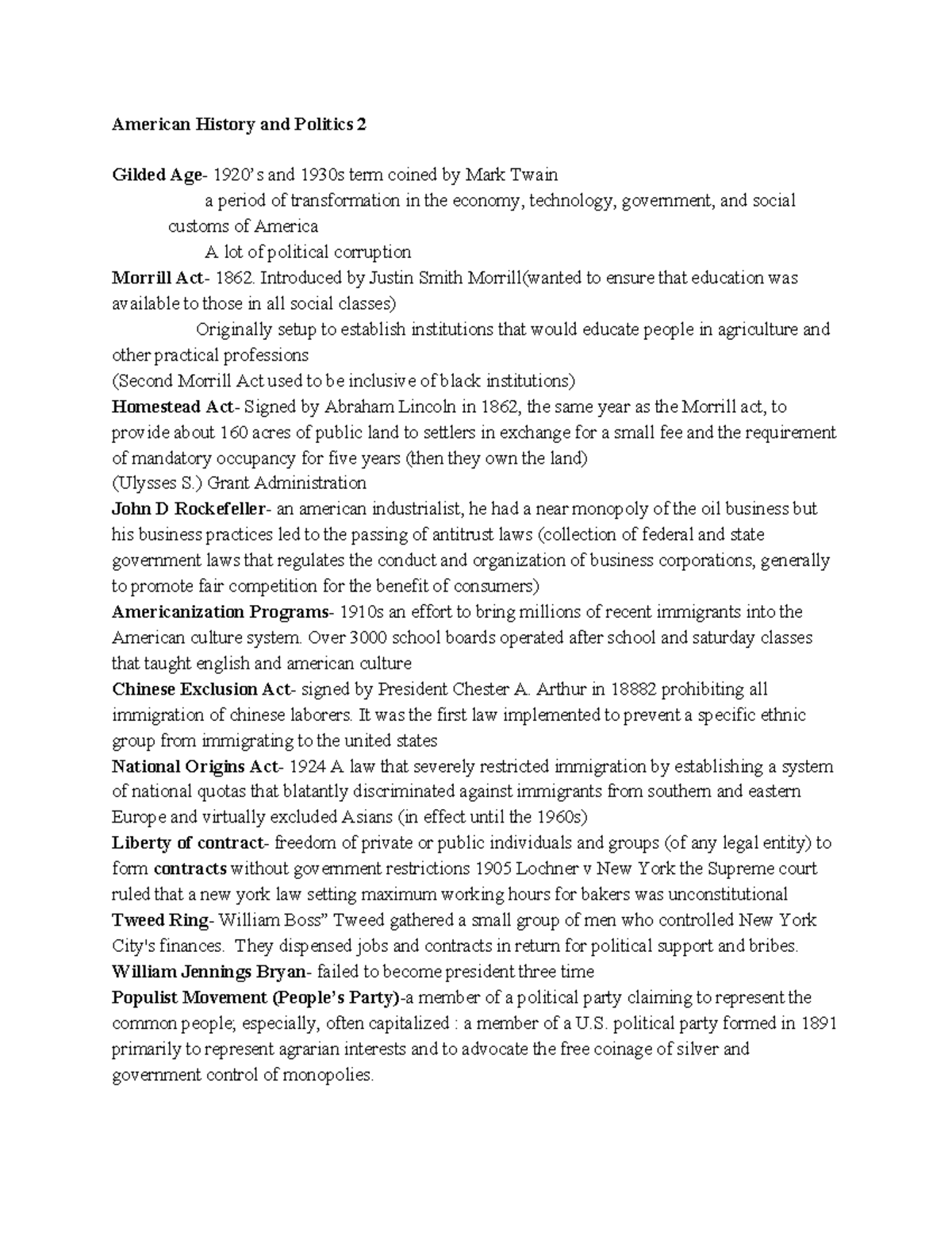 American History and Politics 2 - American History and Politics 2 ...