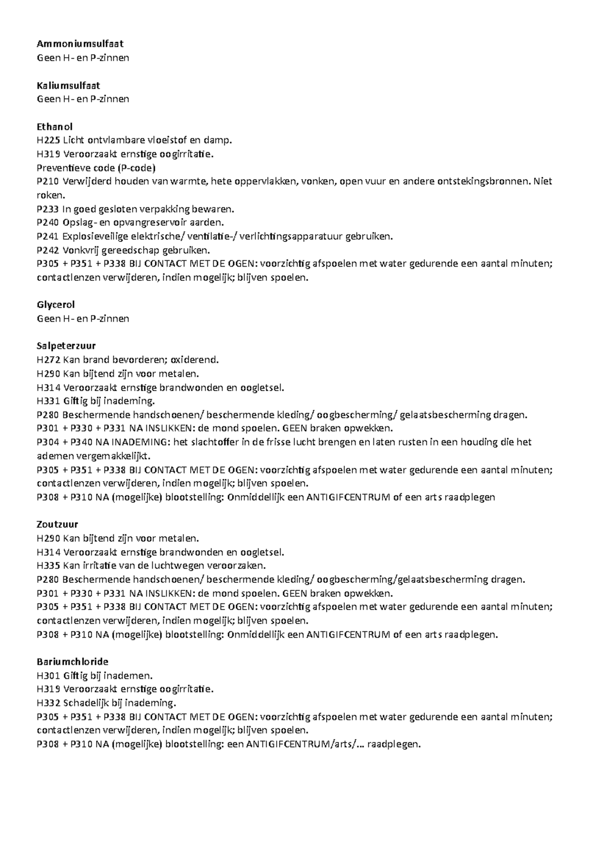 H -en P-zinnen turbidimetrie - Ammoniumsulfaat Geen H- en P-zinnen ...