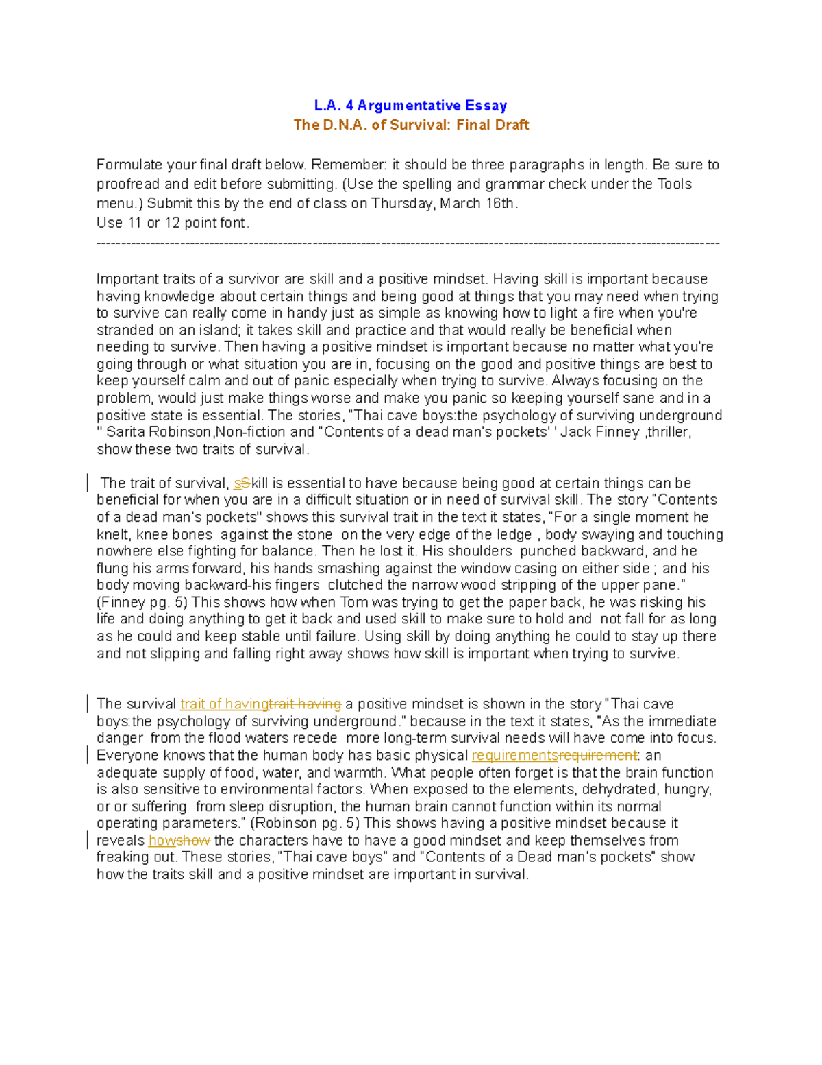 Owusua Hull - Argumentative Essay Final Draft - 10224884 - L. 4 Argumentative Essay The D.N. of ...