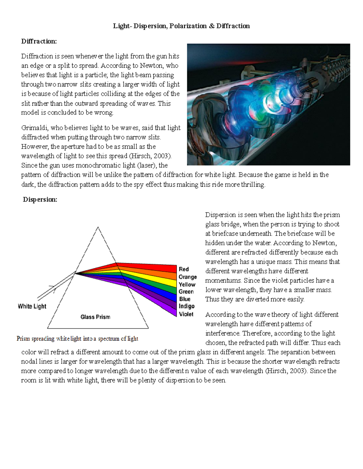 Light, Dispersion, Polarization & Diffraction - Mühendislik Mekaniği - AtaUni - Studocu