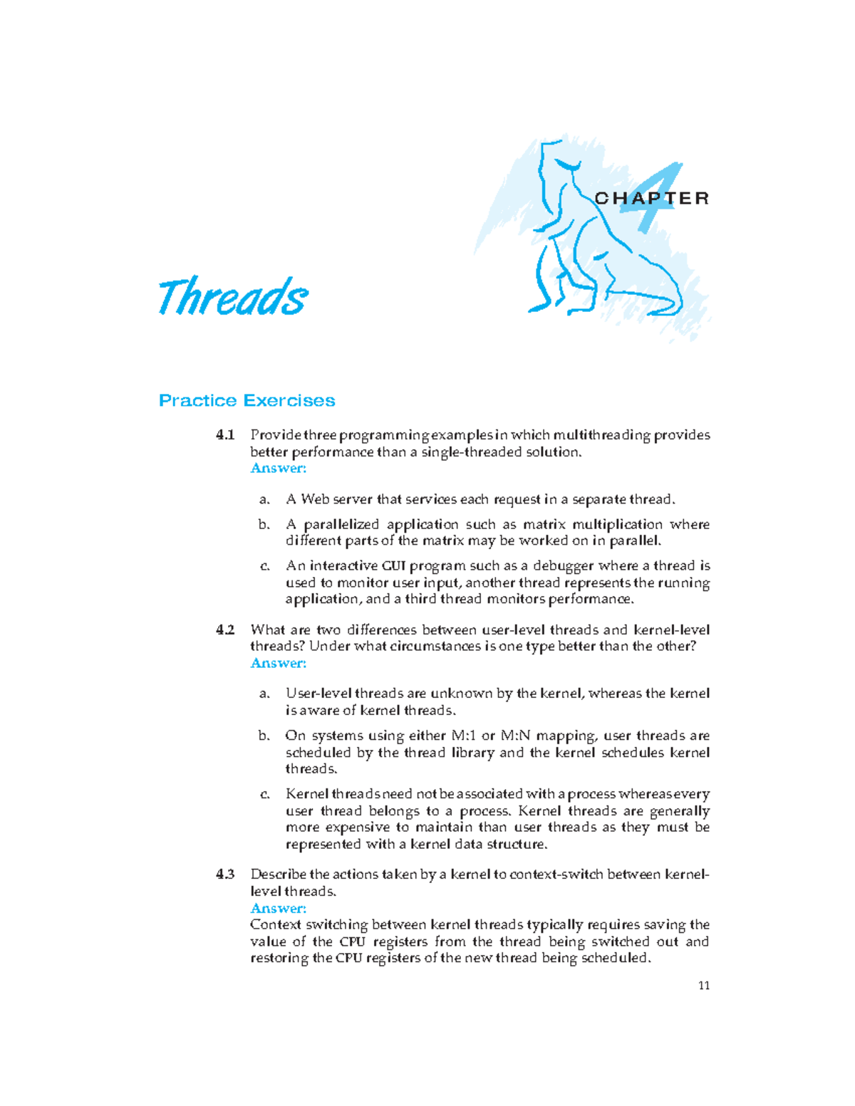 4 多线程编程 Threads - 4 C H A P T E R Threads Practice Exercises 4 Provide three programming ...