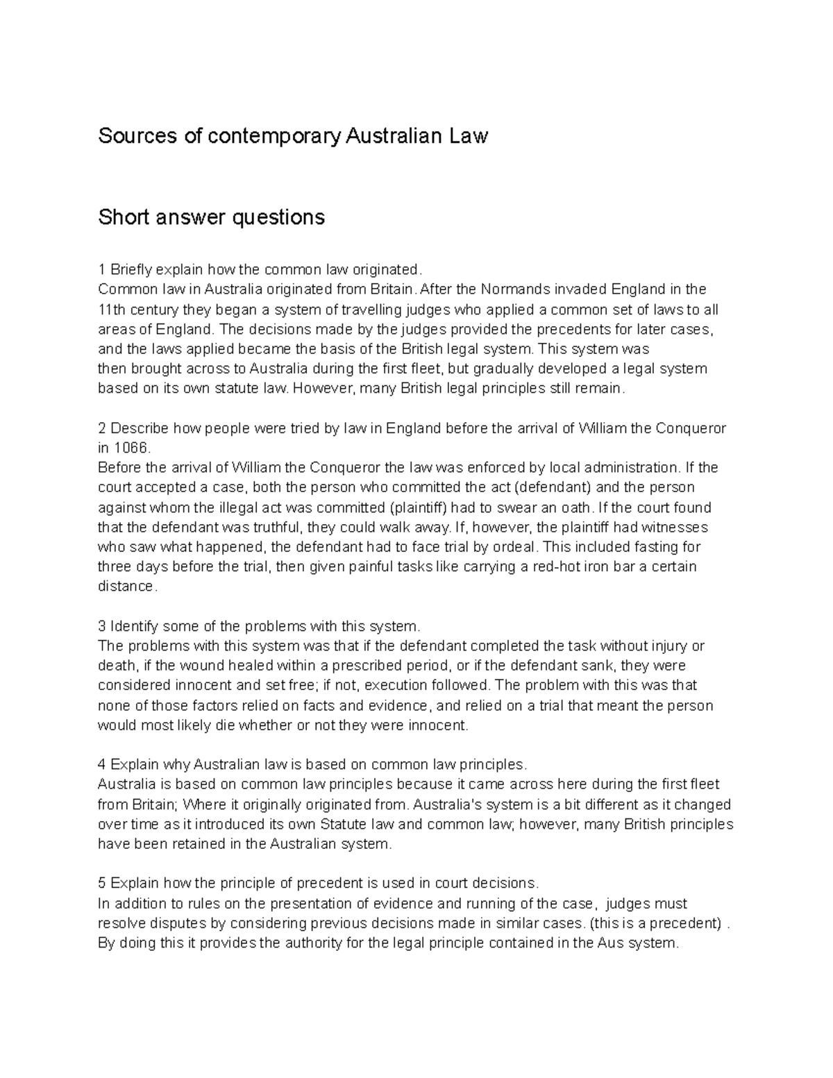 HSC year 11 - Sources of contemporary Australian Law - Sources of ...