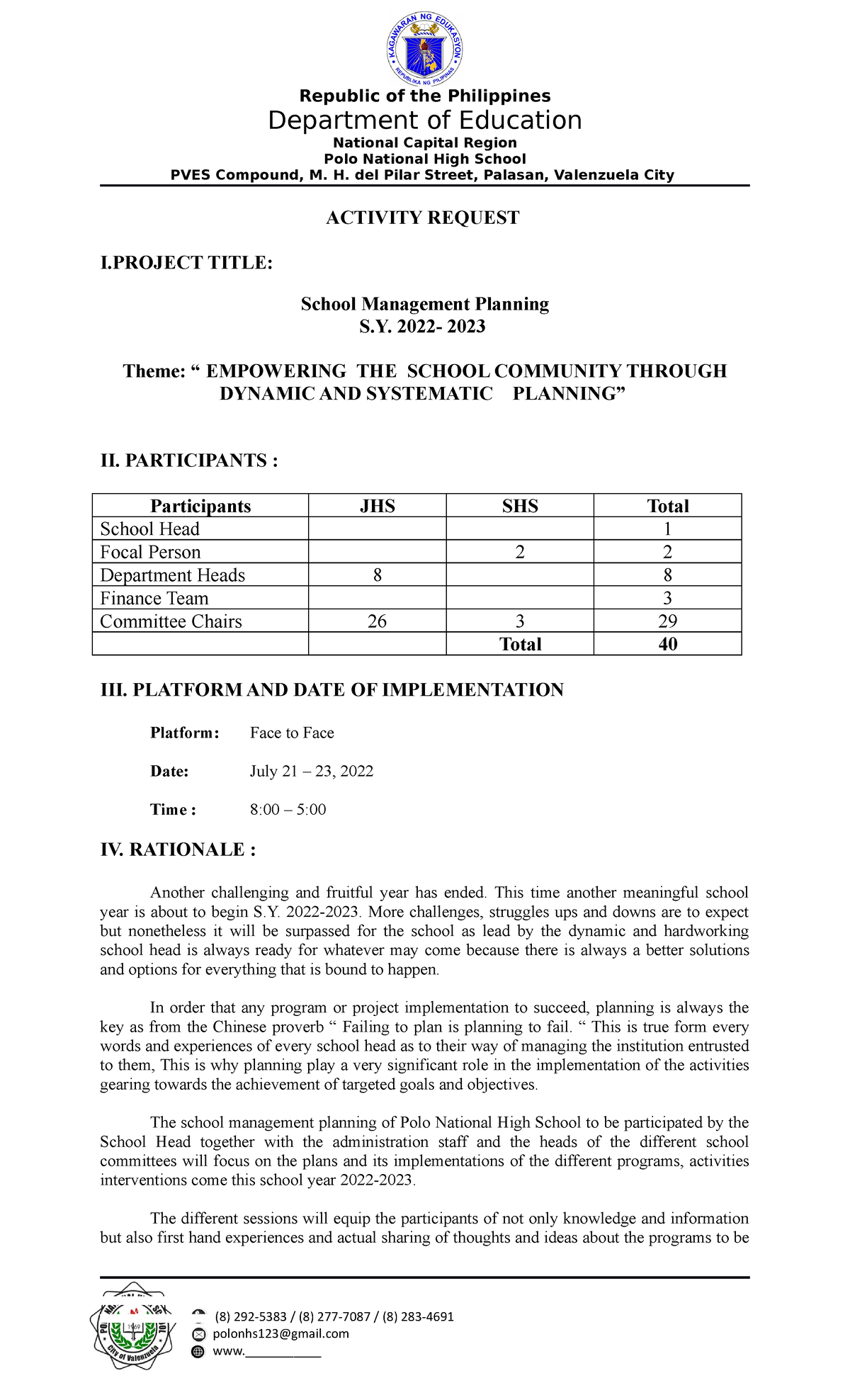 Activity-request-Baguio-City-PNHS - Department of Education National ...
