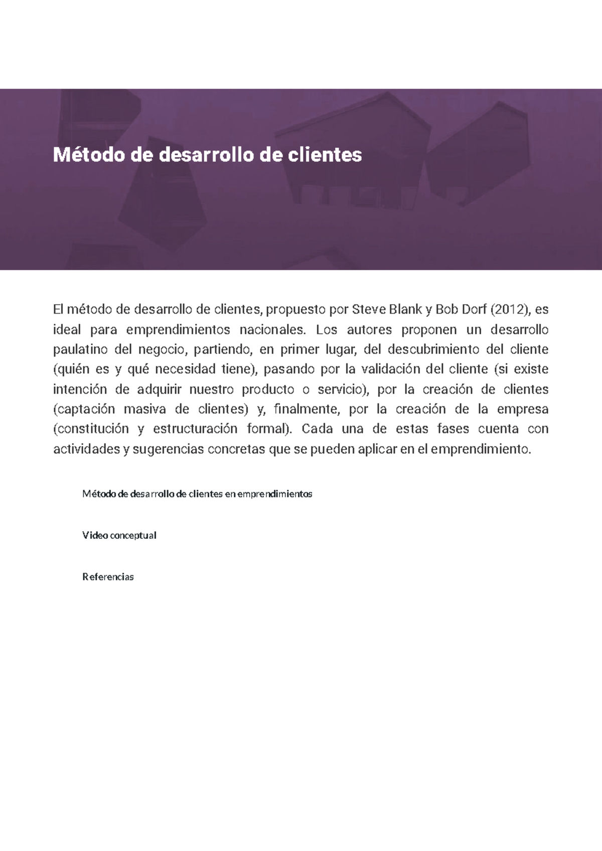 M2 - Lecturas 3 Y 4 - El método de desarrollo de clientes, propuesto ...
