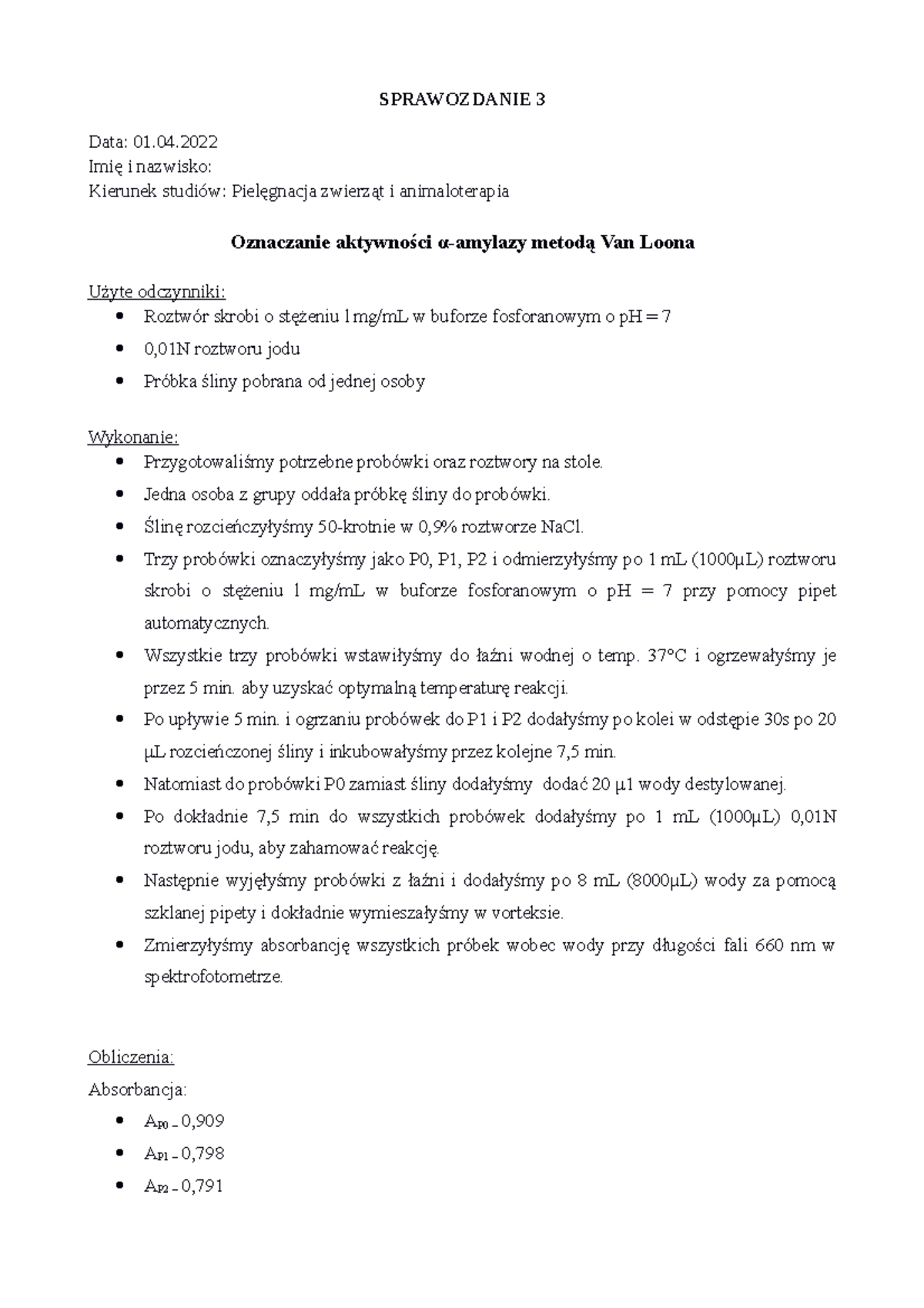 Sprawozdanie 3 - SPRAWOZDANIE 3 Data: 01. Imię i nazwisko: Kierunek studiów: Pielęgnacja ...
