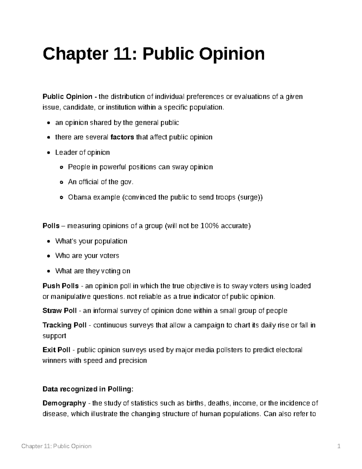 Chapter 11 Public Opinion - Chapter 11: Public Opinion 1 Chapter 11 ...