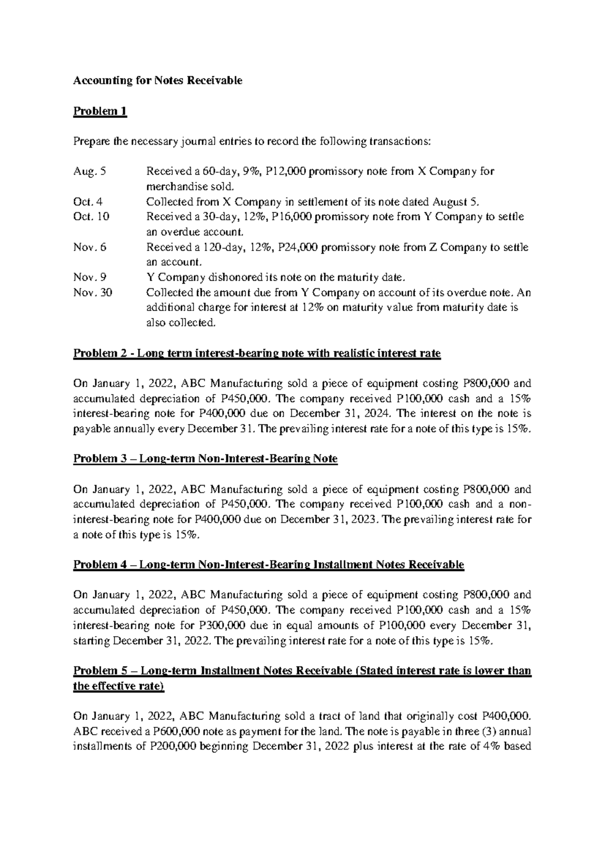 Accounting for Notes Receivable - Accounting for Notes Receivable ...