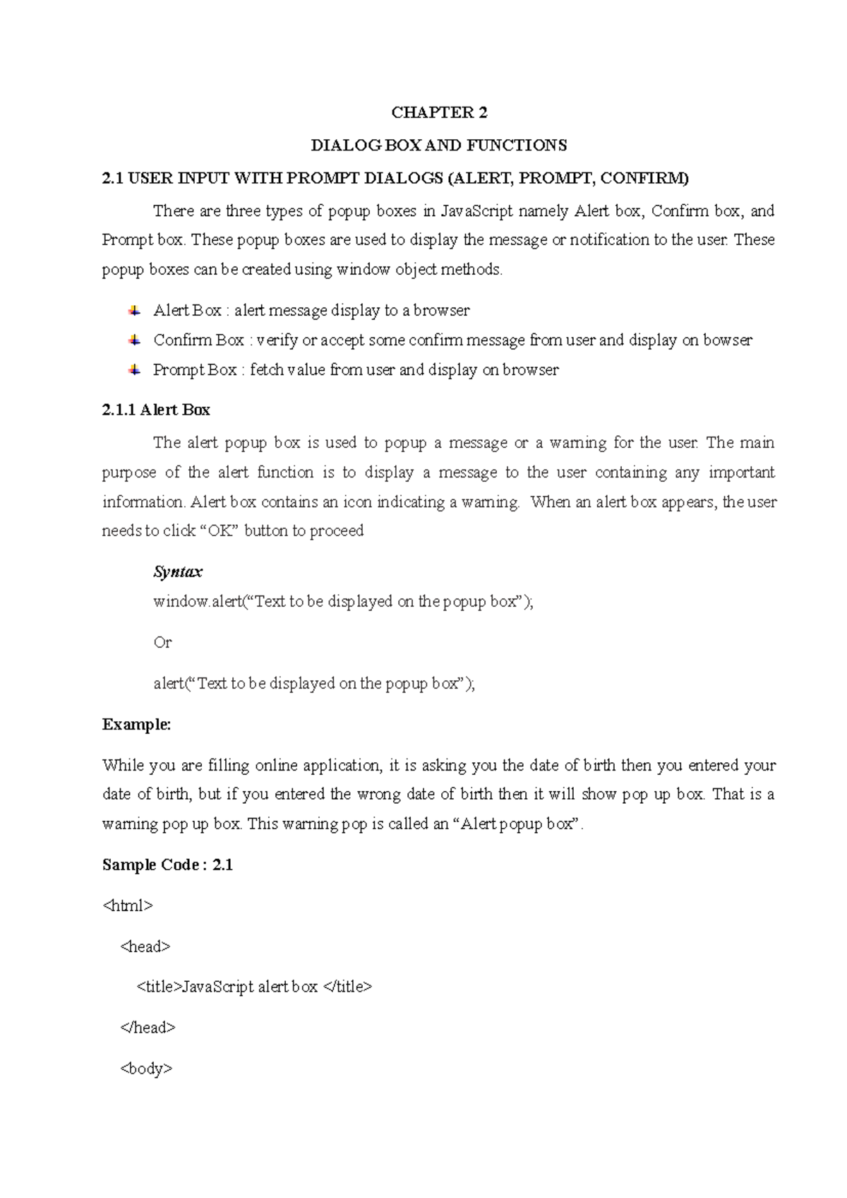 Chapter 2 - Dwd - CHAPTER 2 DIALOG BOX AND FUNCTIONS 2 USER INPUT WITH ...
