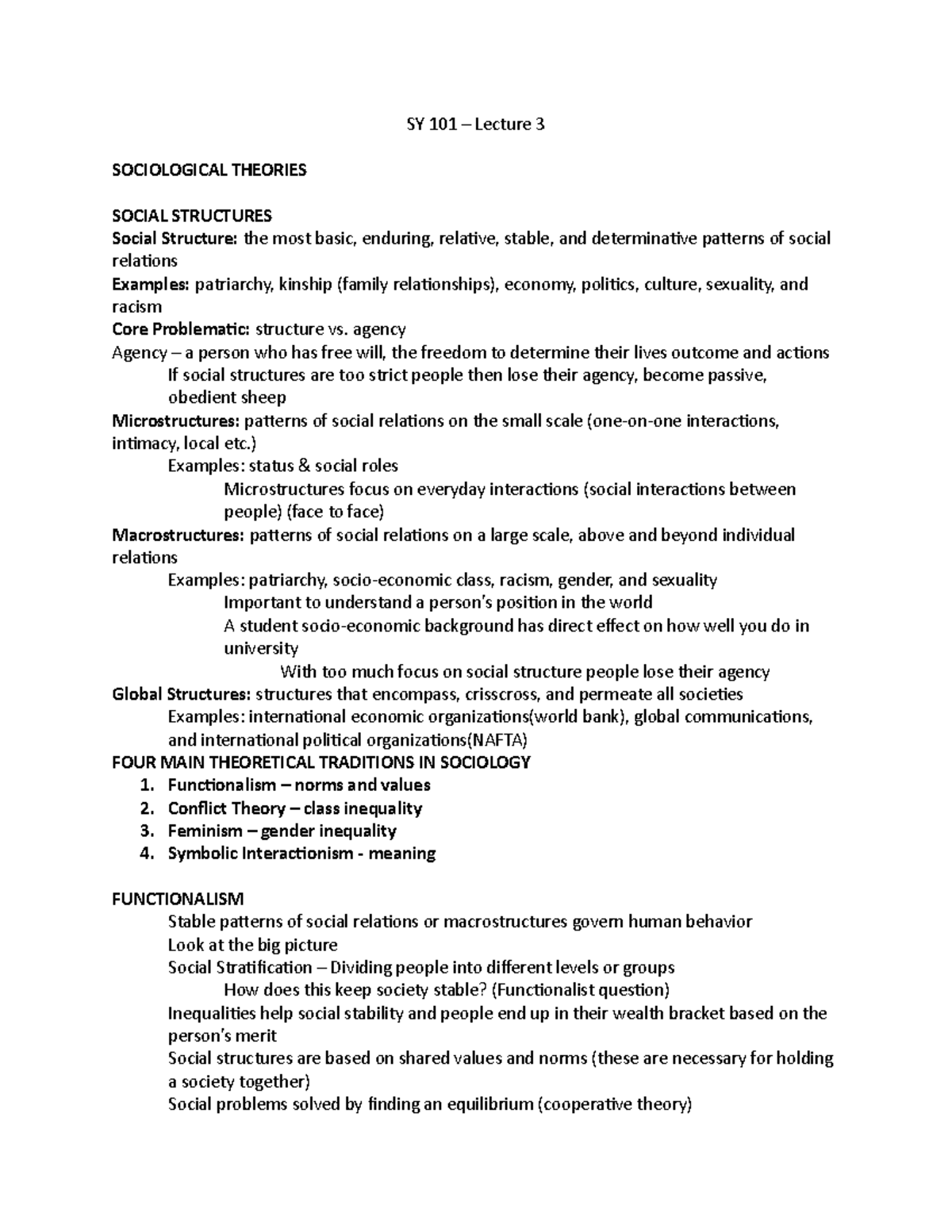 SY 101 - Lec 3 - Lecture 3 - SY 101 – Lecture 3 SOCIOLOGICAL THEORIES ...