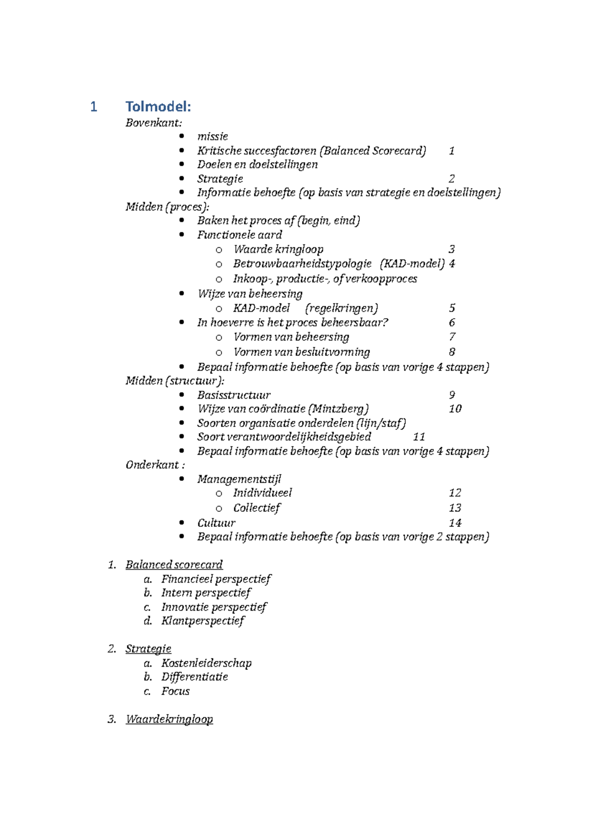 Stamprijtjes - BIV 3 - 1 Tolmodel: Bovenkant: missie Kritische ...