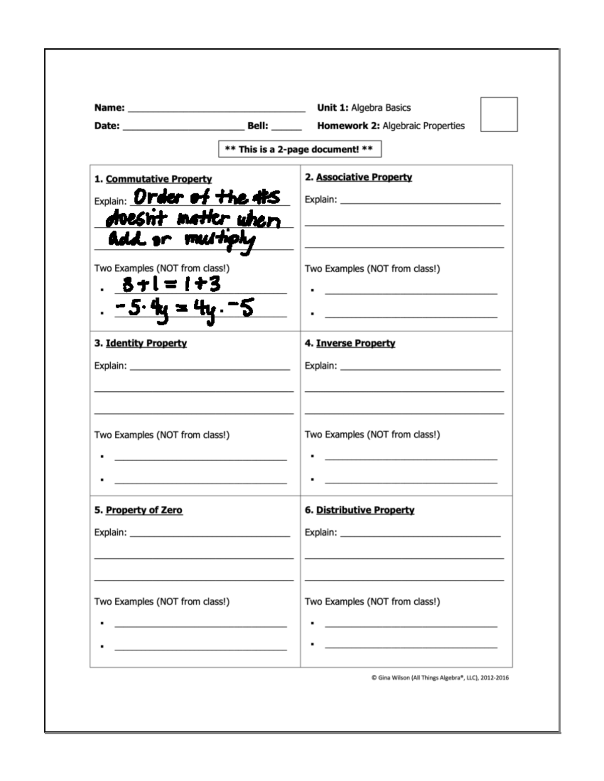 1.1 Real Number Properties Homework - Studocu