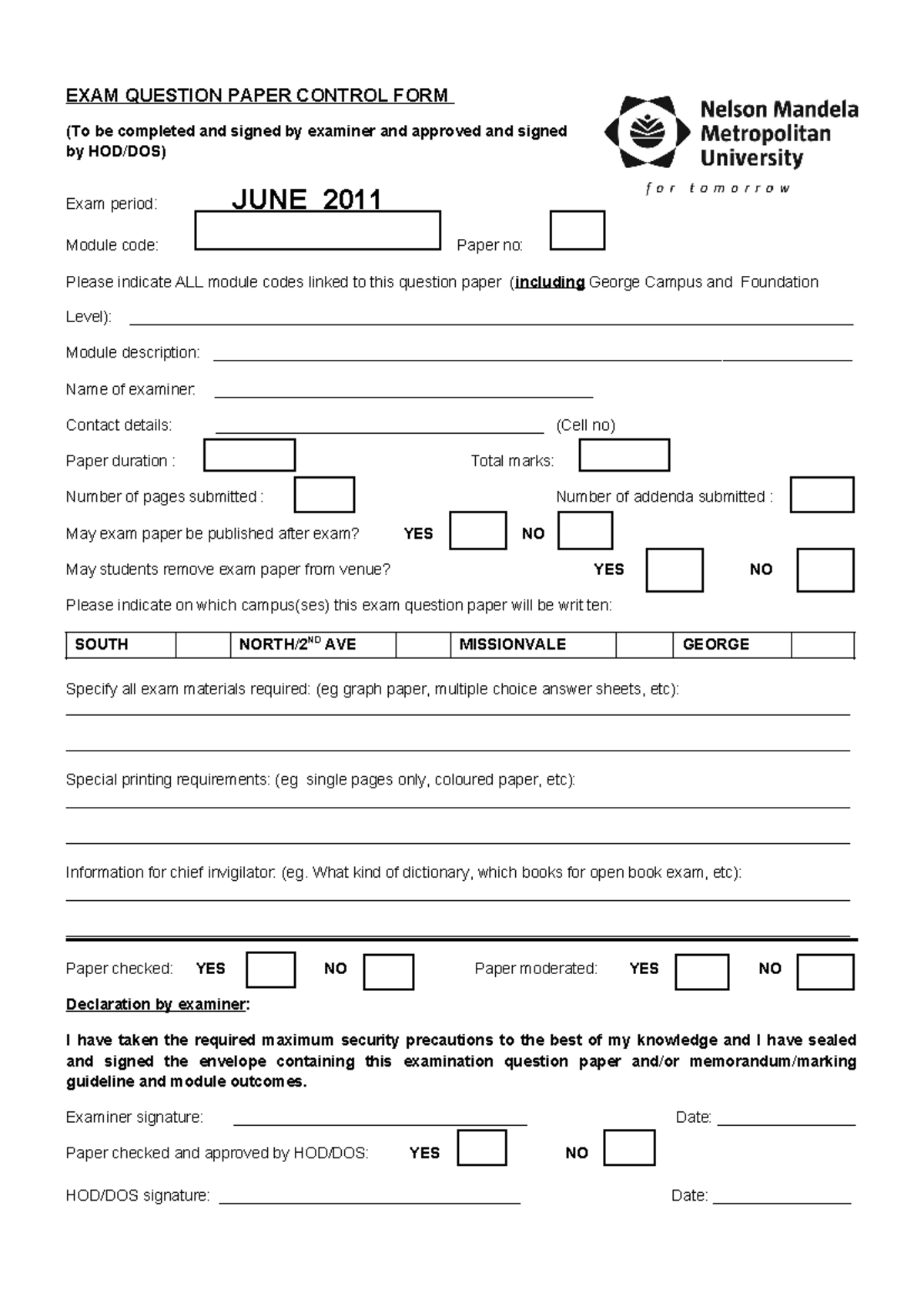June - 2011 Q - here you go. - EXAM QUESTION PAPER CONTROL FORM (To be ...