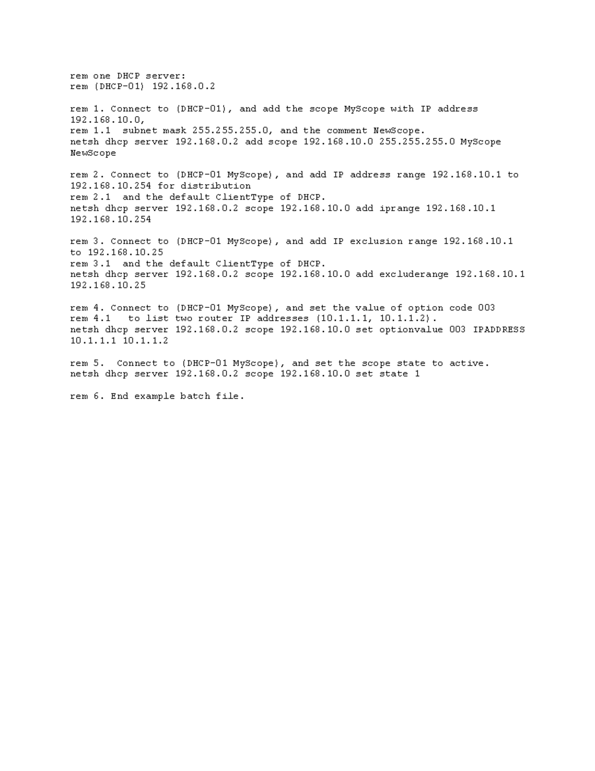 CIS 251 Unit 1 Case Project Part A - rem one DHCP server: rem (DHCP-01) 192. rem 1. Connect to ...