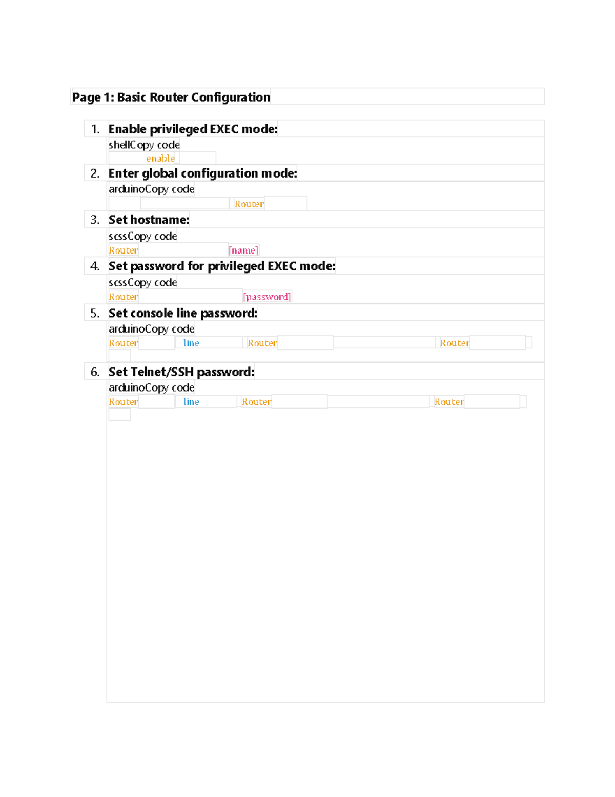 Ccna Command Guide Page 1 Basic Router Configuration 1 Enable