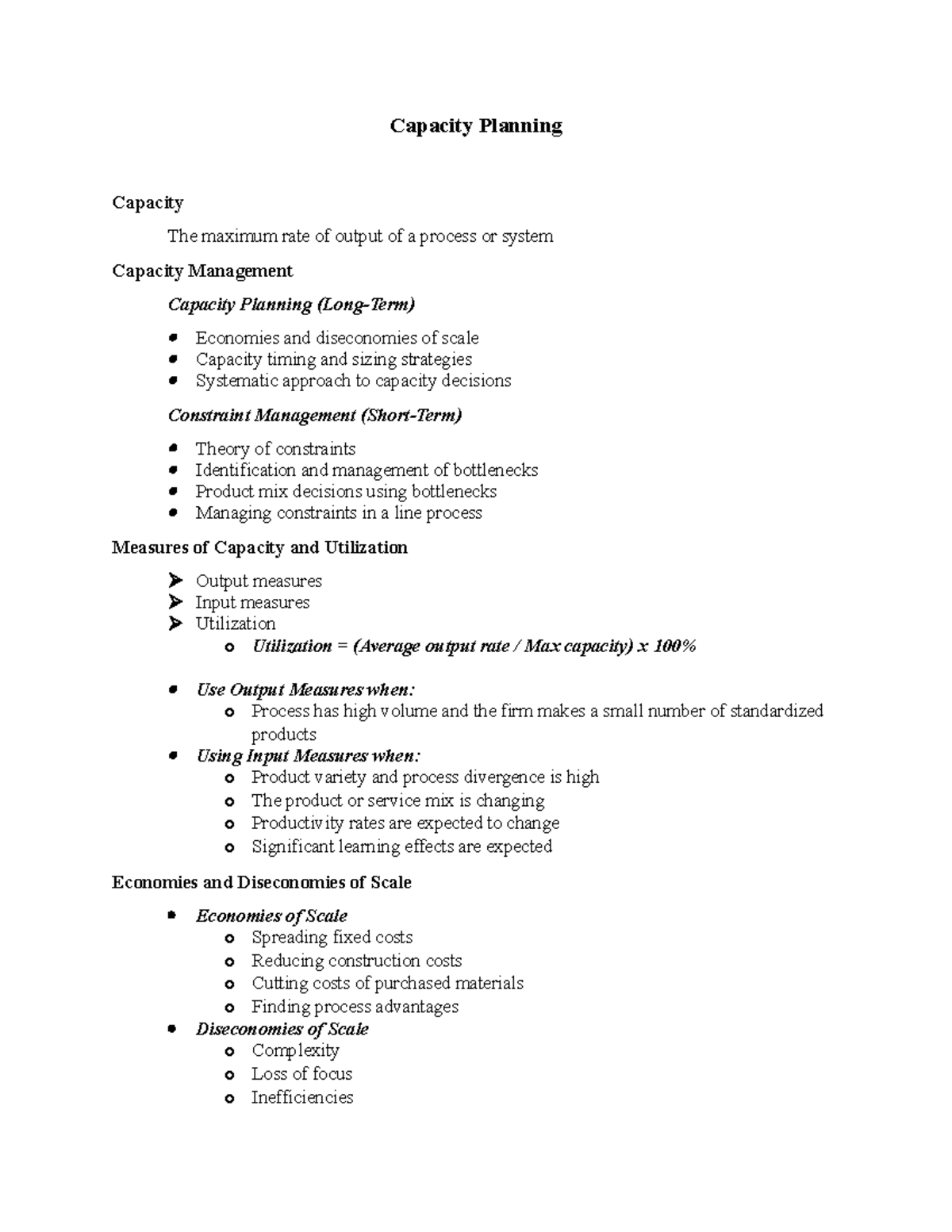 Chapter 6 Capacity Planning - Capacity Planning Capacity The maximum ...
