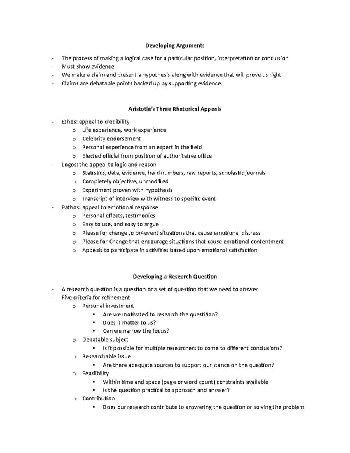 01.30 Developing Arguments - Developing Arguments The process of making ...