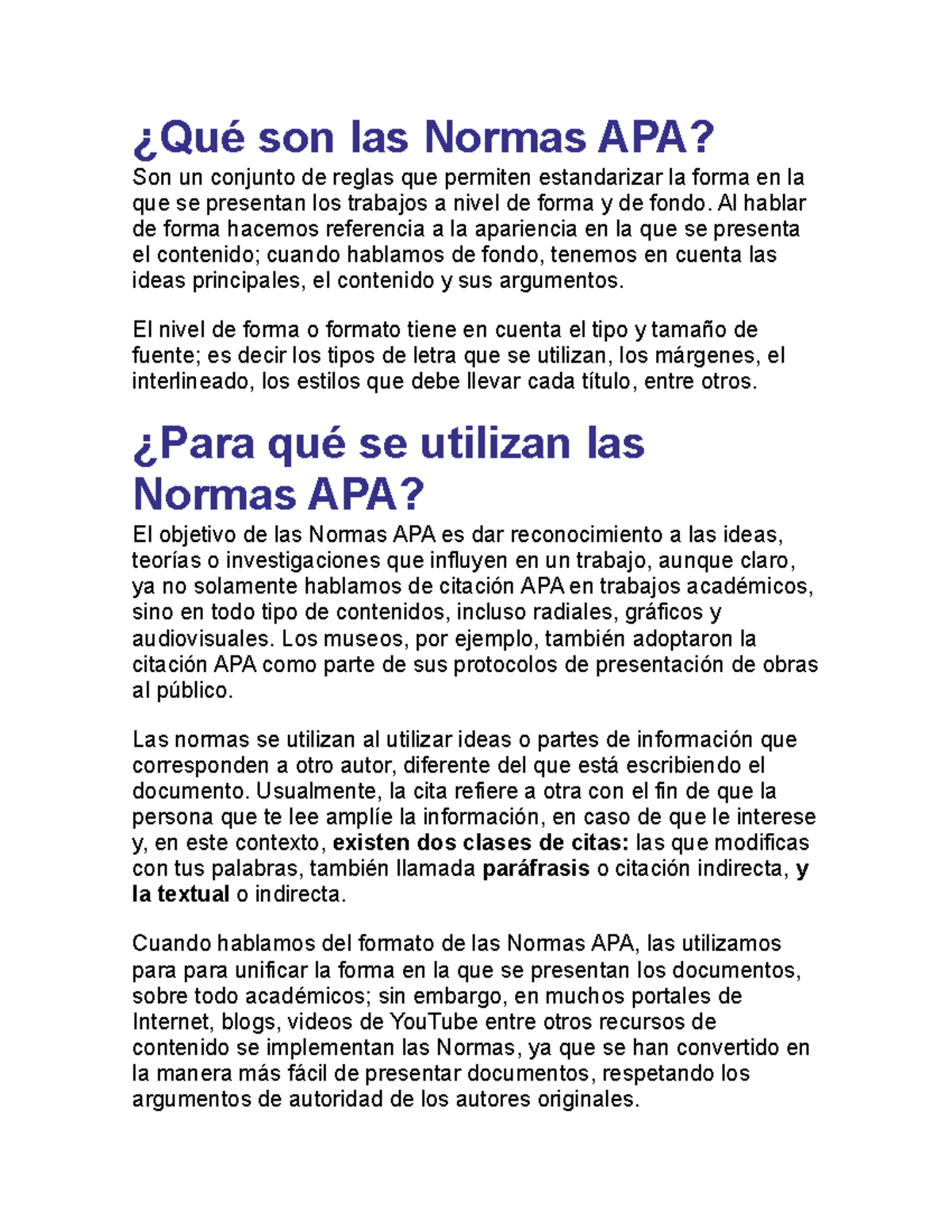 Que son las Normas APA texto - ¿Qué son las Normas APA? Son un conjunto de reglas que permiten ...