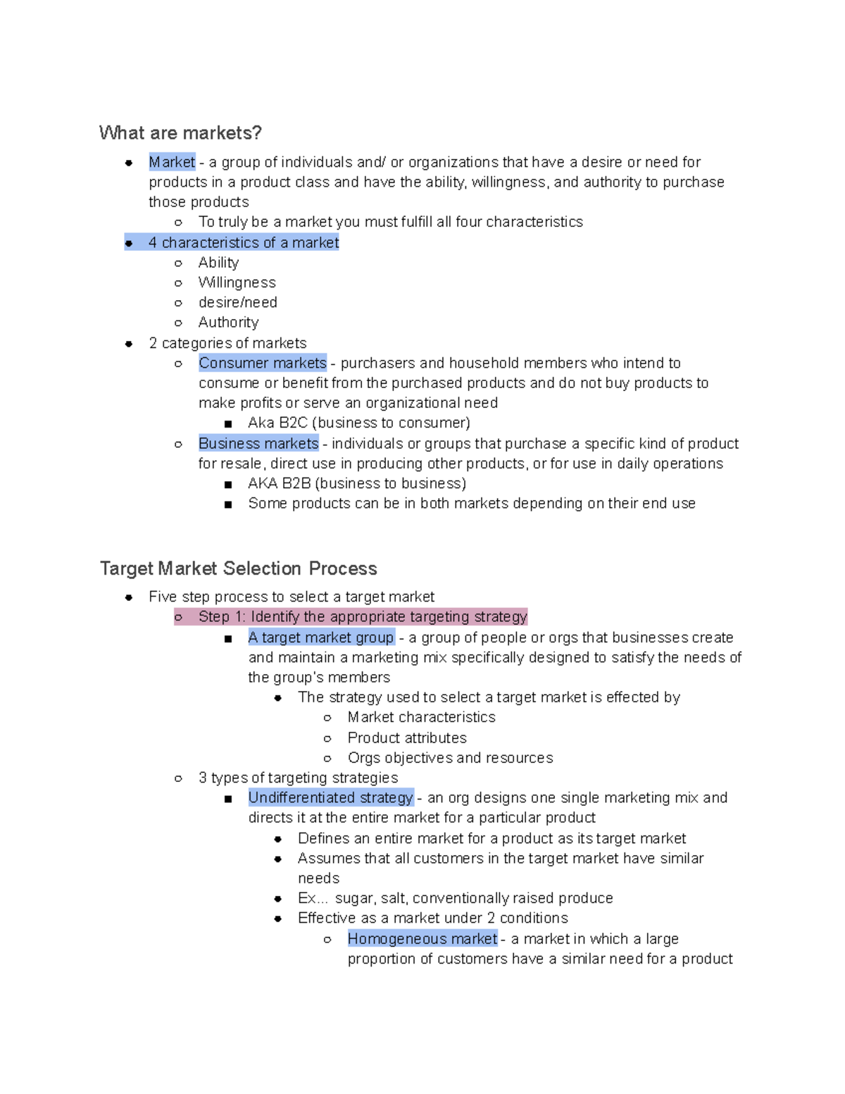 Chapter 2 Notes - What are markets? Market - a group of individuals and ...