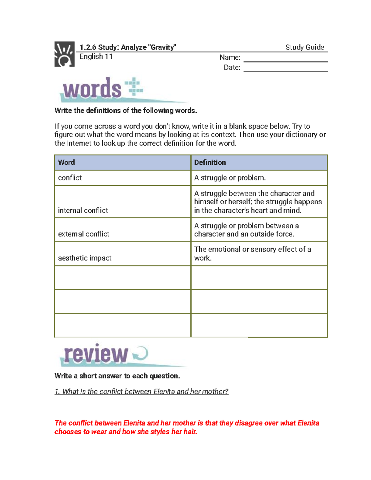 1.2.6 Study - Analyze "Gravity" (Study guide) - 1.2 Study: Analyze ...