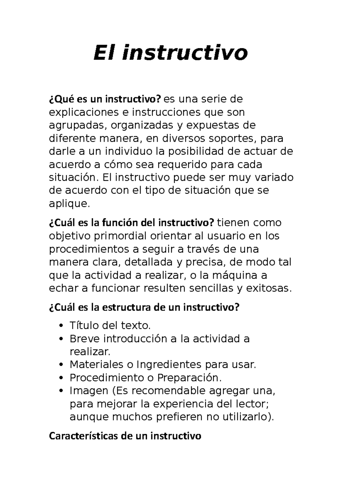 El instructivo 2 - El instructivo ¿Qué es un instructivo? es una serie ...