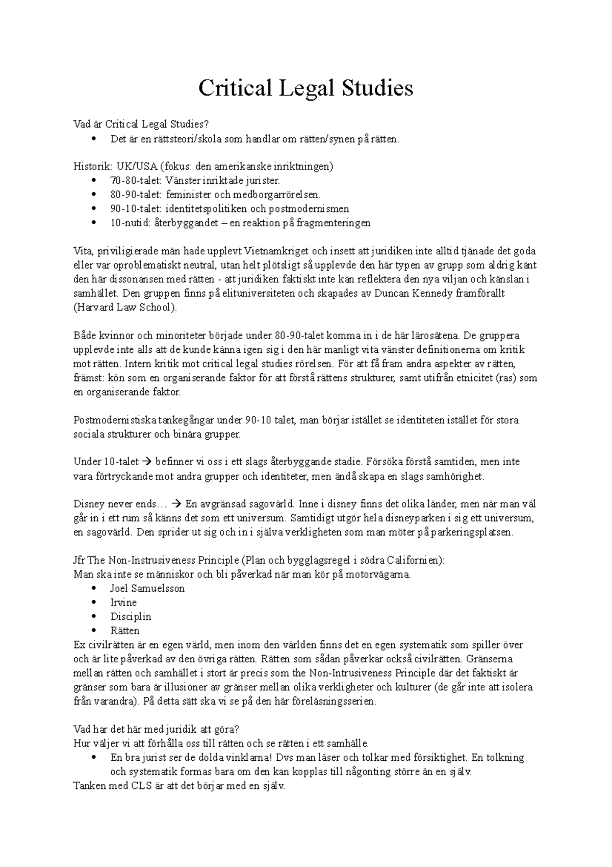Föreläsning - Critical Legal Studies - 2JJ302 - Uppsala Universitet ...
