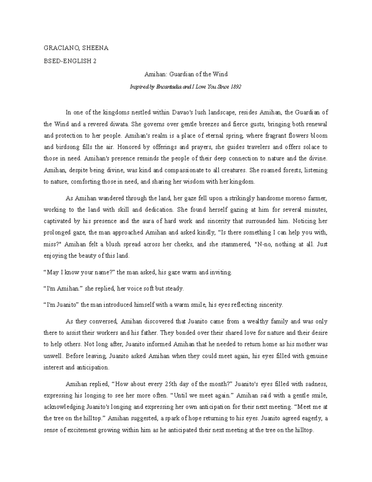 Amihan- Guardian OF THE WIND - GRACIANO, SHEENA BSED-ENGLISH 2 Amihan ...