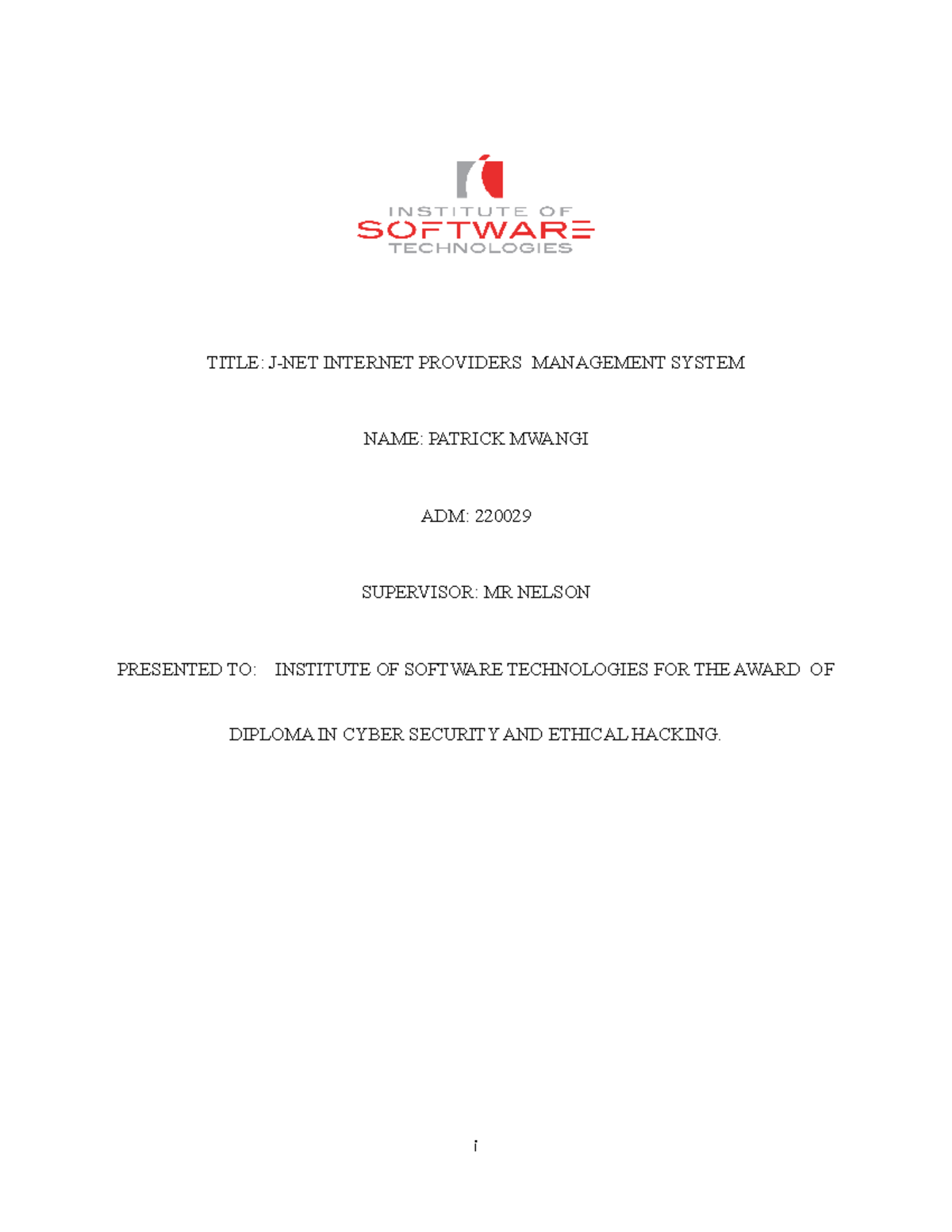 JNET ISP Project - TITLE: J-NET INTERNET PROVIDERS MANAGEMENT SYSTEM ...