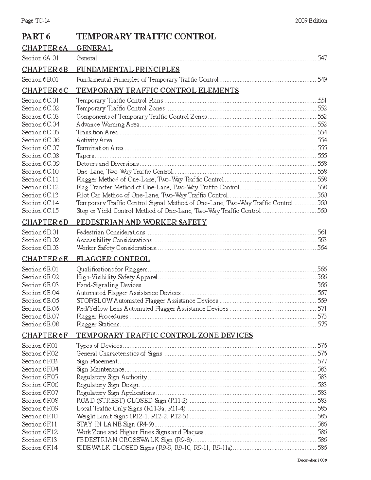 Mutcd Chapter 6 - Page TC‑ 14 2009 Edition PART 6 TEMPORARY TRAFFIC ...