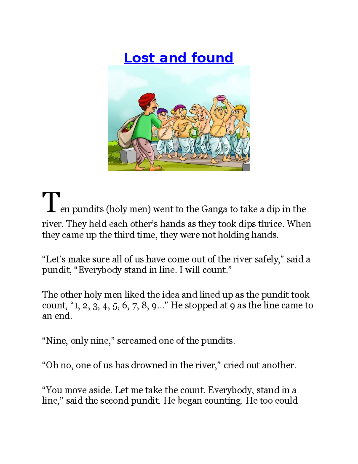 10 stories with photos - practical - Lost and found Ten pundits (holy ...